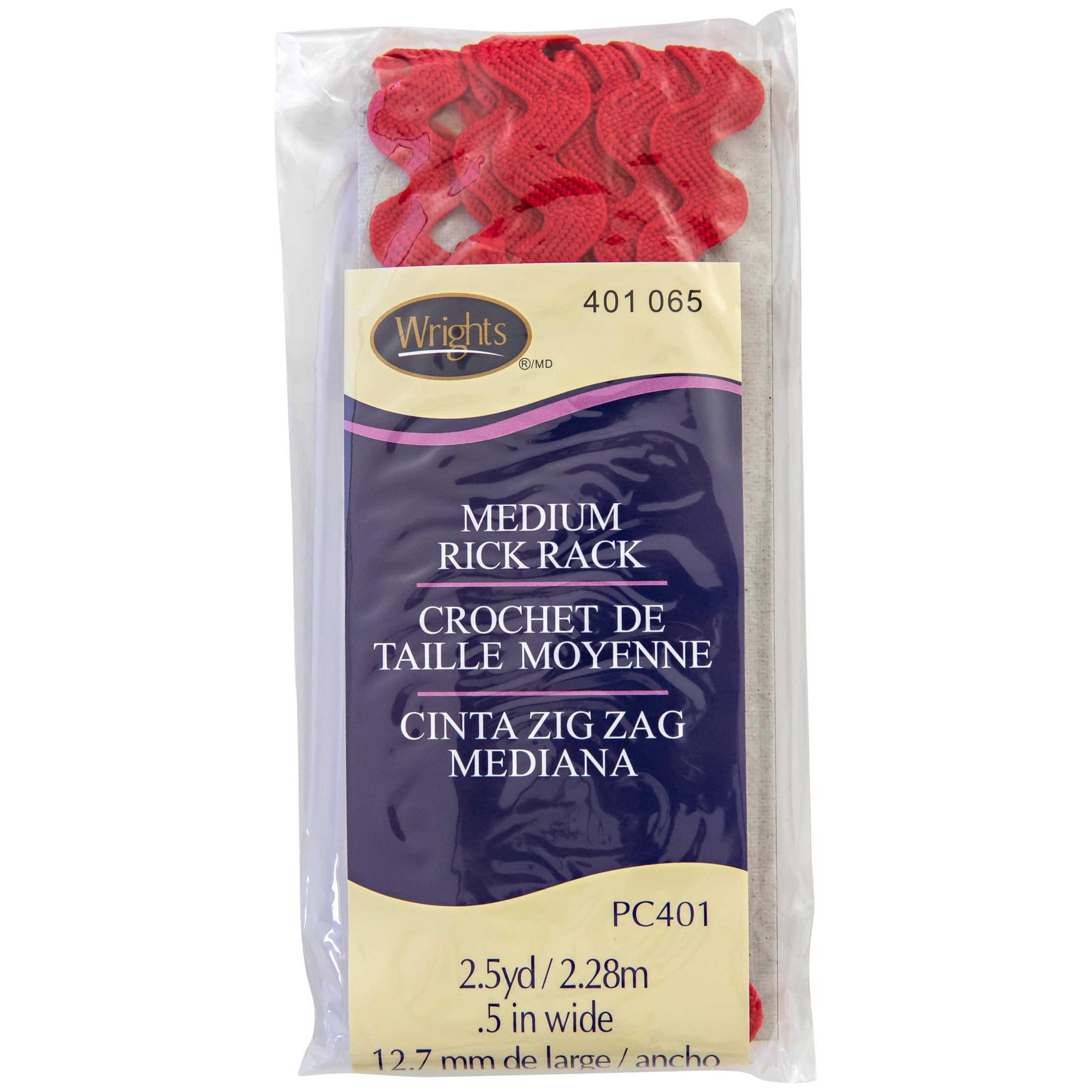 Wrights 1/2" Red Medium Rick Rack, 2.5 yd Sewing Trim - Walmart.com