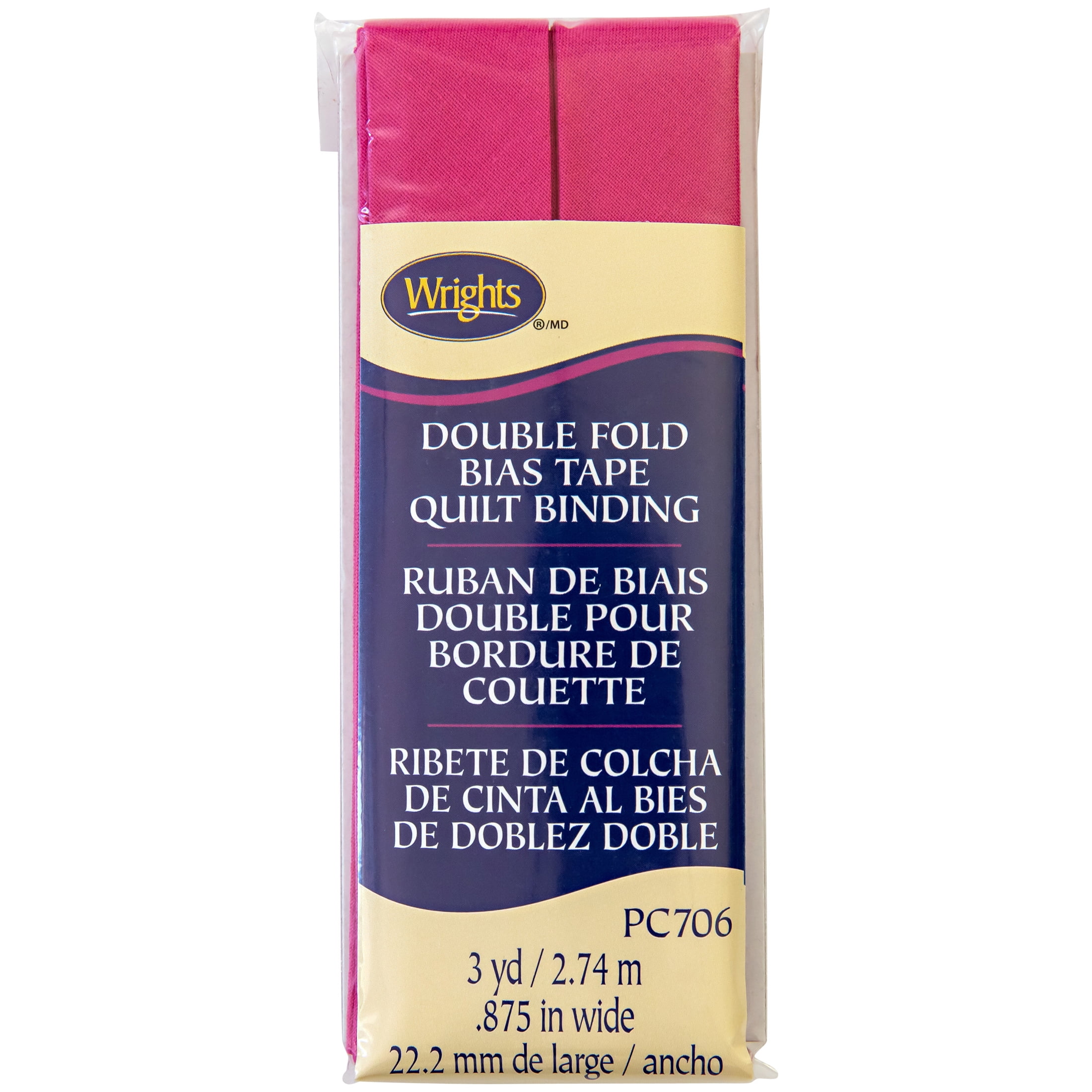 Wrights 7/8" Bright Pink Quilt Binding, 3 yd - Walmart.com