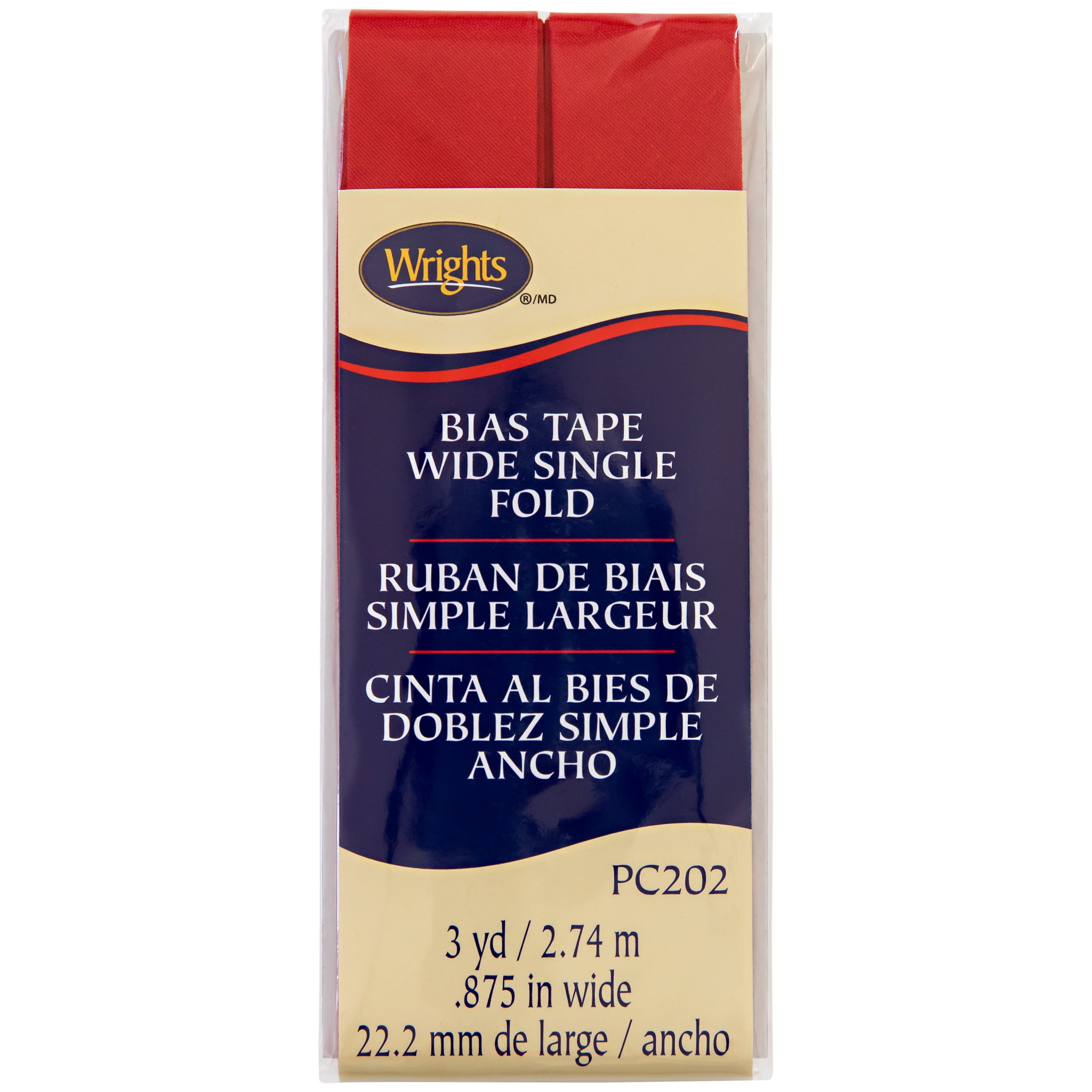 Wrights Bias Tape Wide Single Fold 3yd Scarlet - Walmart.com