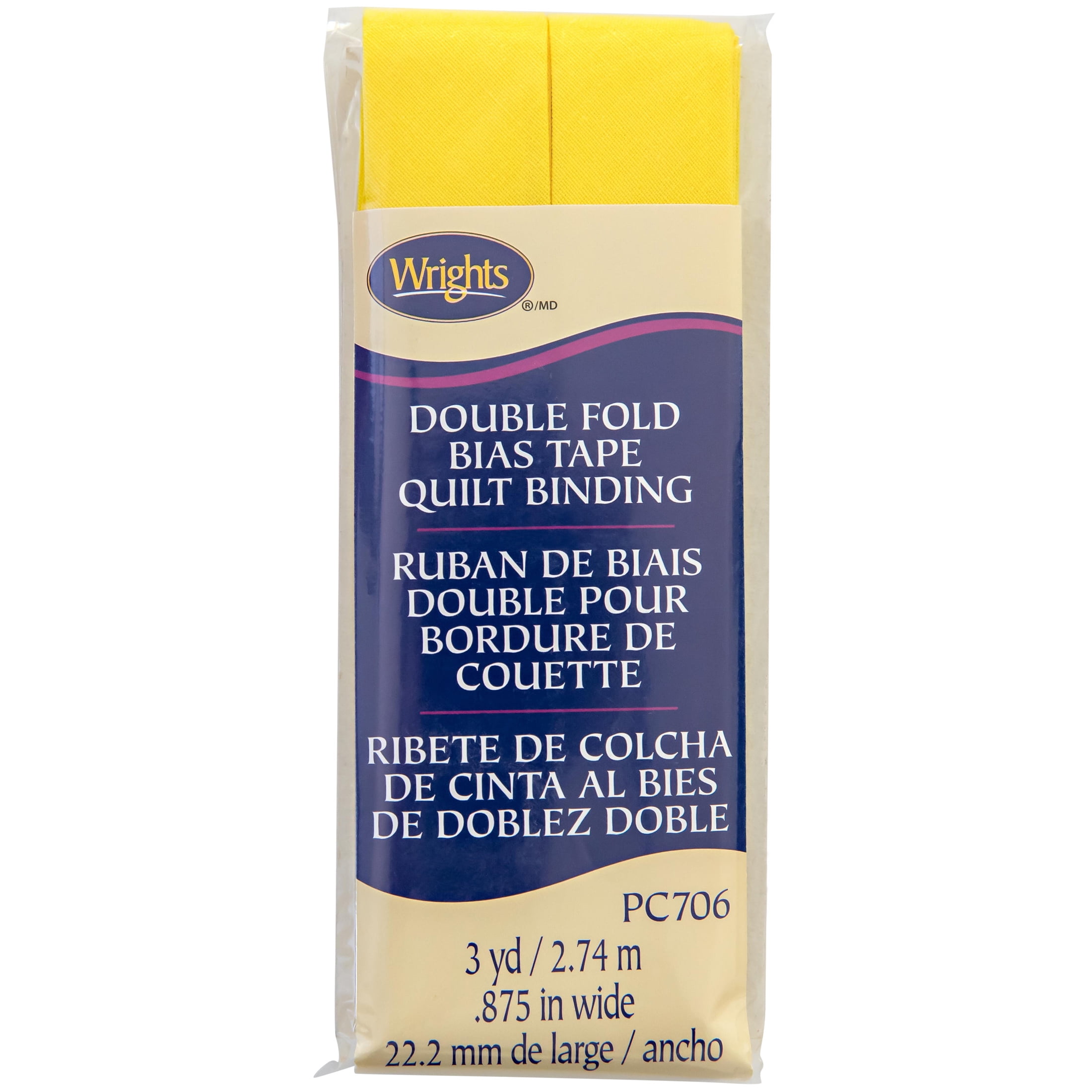 Wrights Canary Yellow Double Fold Quilt Binding 7/8