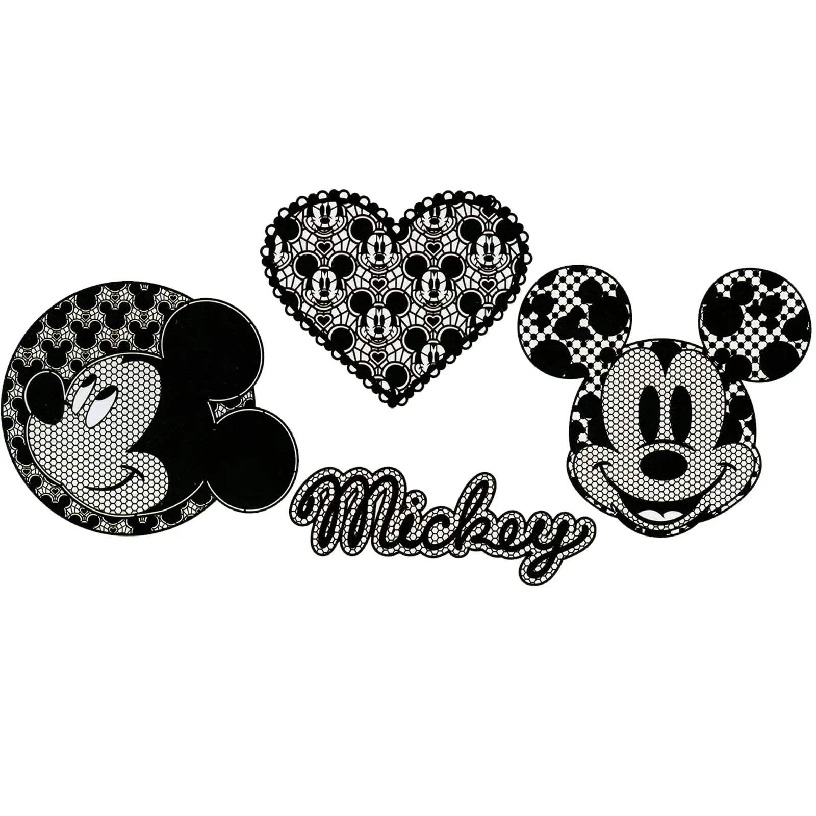 Wrights Disney Mickey Mouse Iron-On Transfers-Lace Mickey Mouse Icons ...