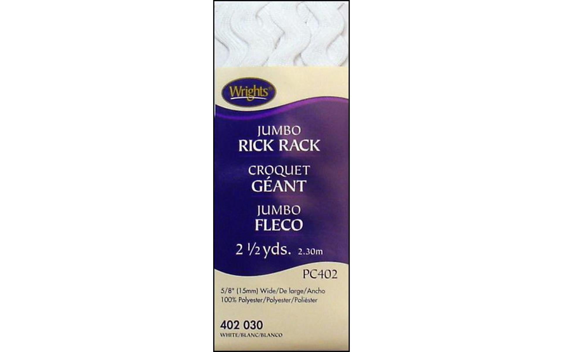 Wrights Jumbo Rick Rack 5/8" White Polyester Crocheted Trim - Walmart.com