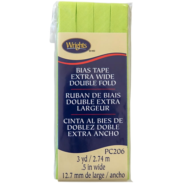 Wrights Lime Green, 1/2" Extra Wide Double Fold Bias Tape Binding 3 yd ...