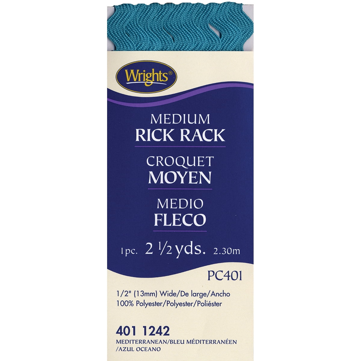 Wrights Medium Mediterranean Blue Rick Rack, 2.5 Yd. - Walmart.com