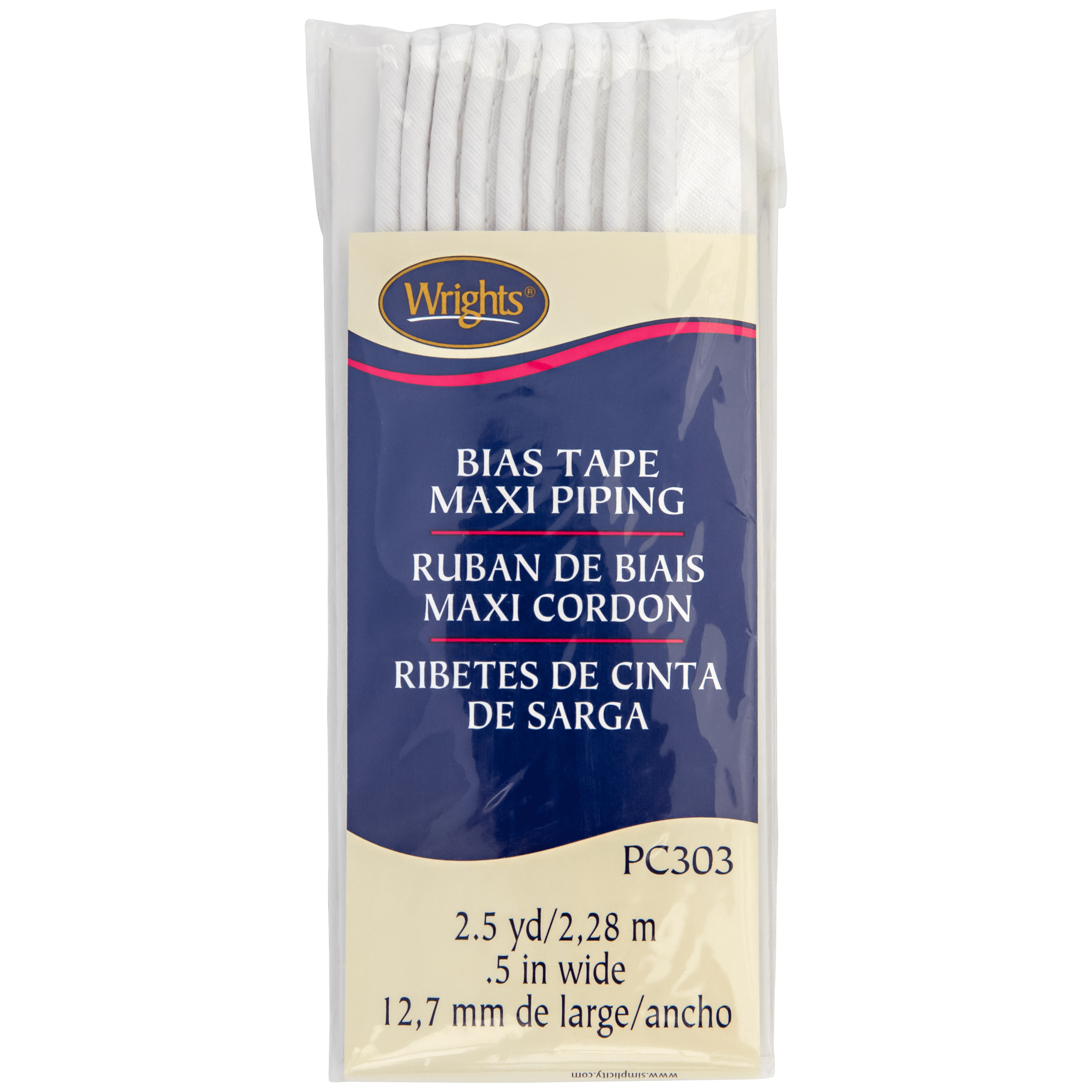 Wrights White 1/2" Maxi Corded Piping 2.5 yd Sewing Trim - Walmart.com