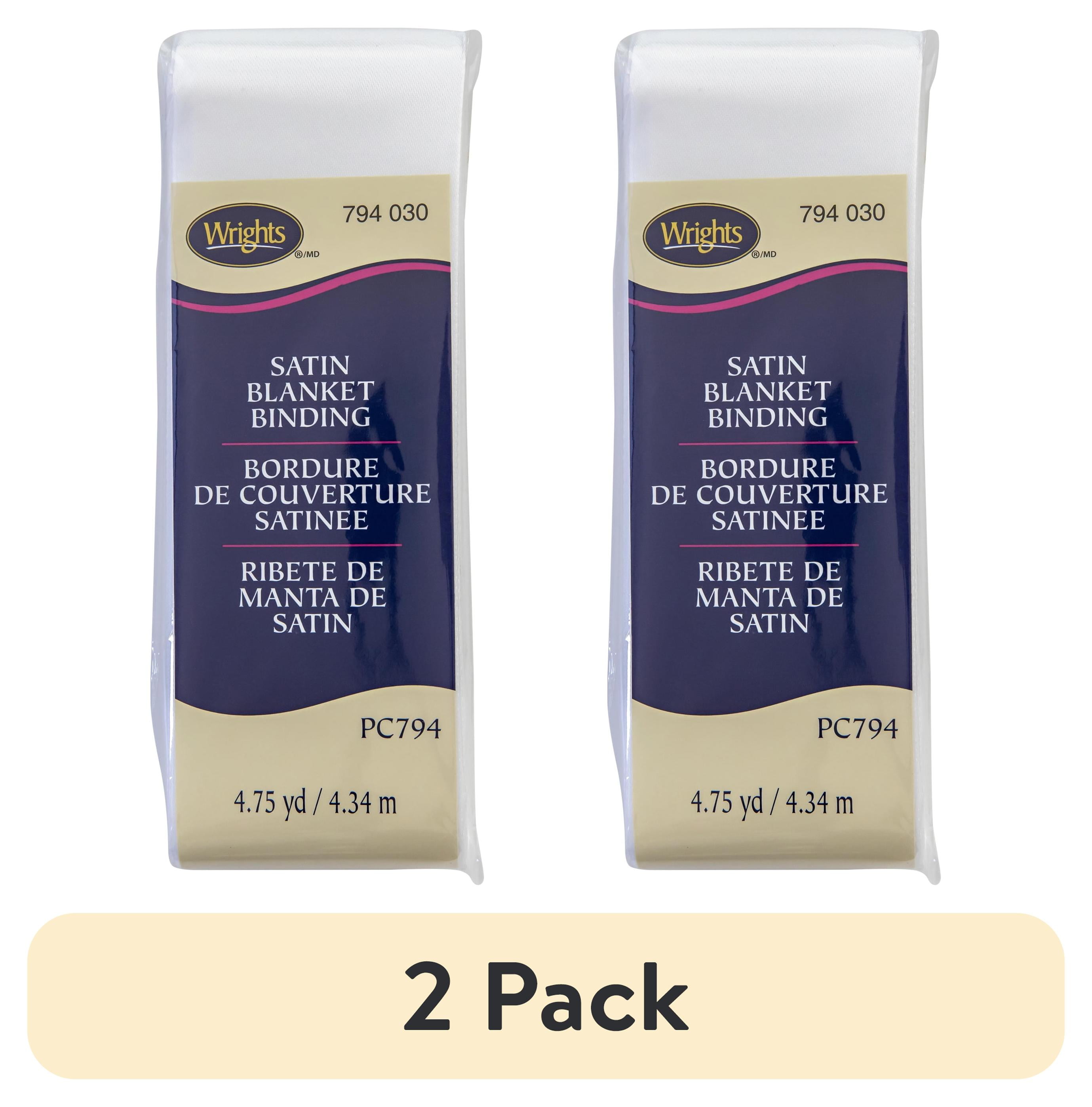 (2 pack) Wrights White 2" Non Bias Satin Blanket Binding 4.75 yd Sewing ...