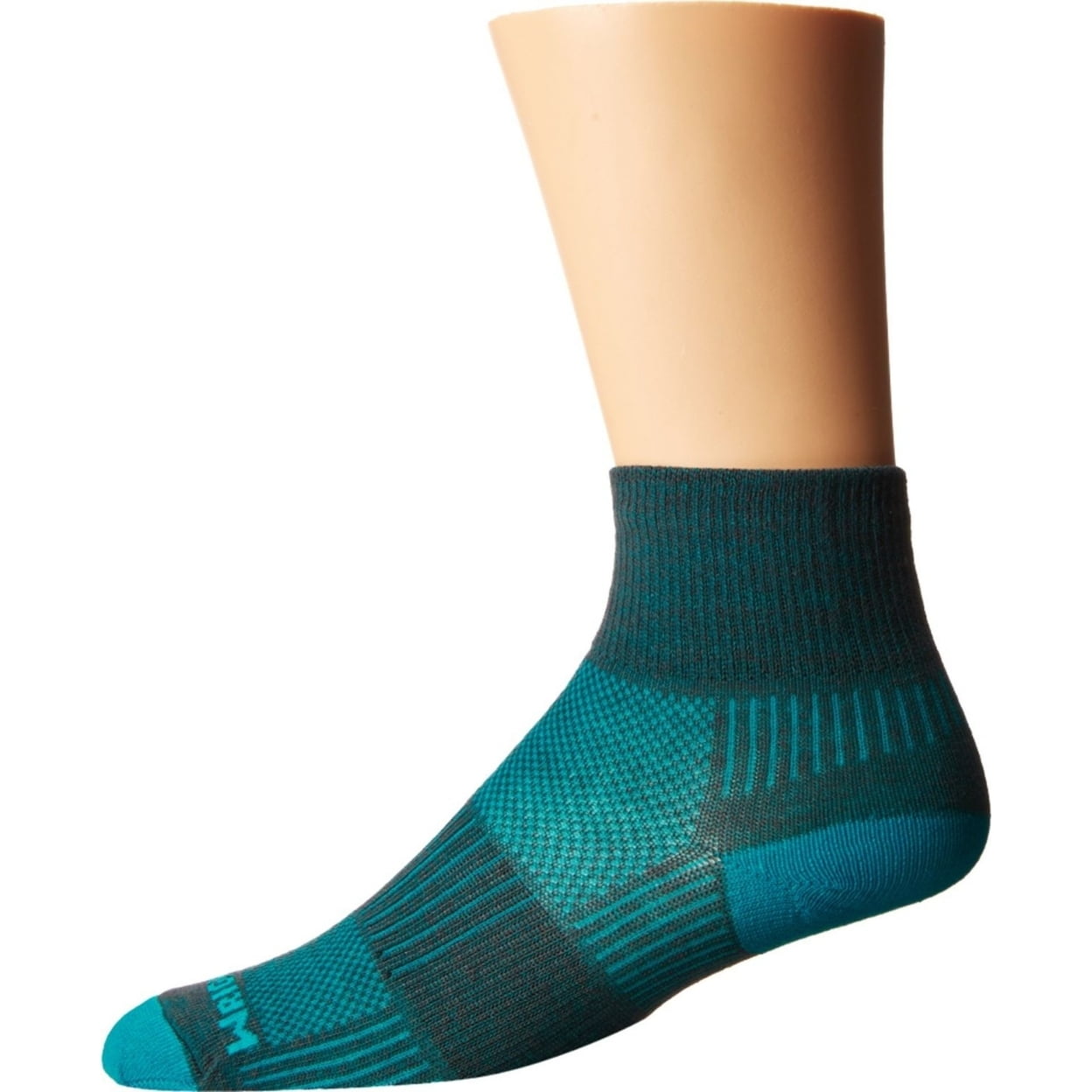 Wrightsock Mens Coolmesh II Quarter Socks ASH/TURQUOISE Single Pack ...