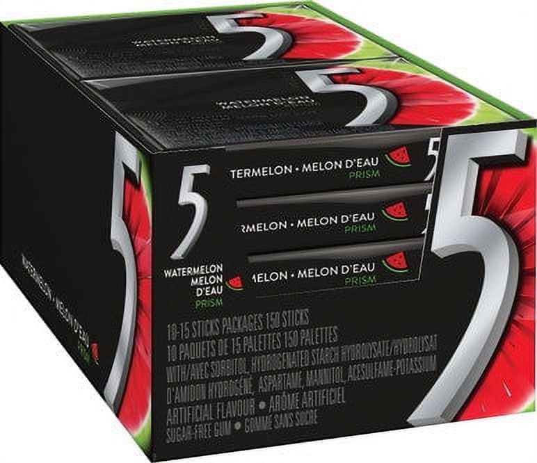 Wrigley 5 Prism Electric Watermelon Sugar Free Gum, 10ct x 15pcs ...