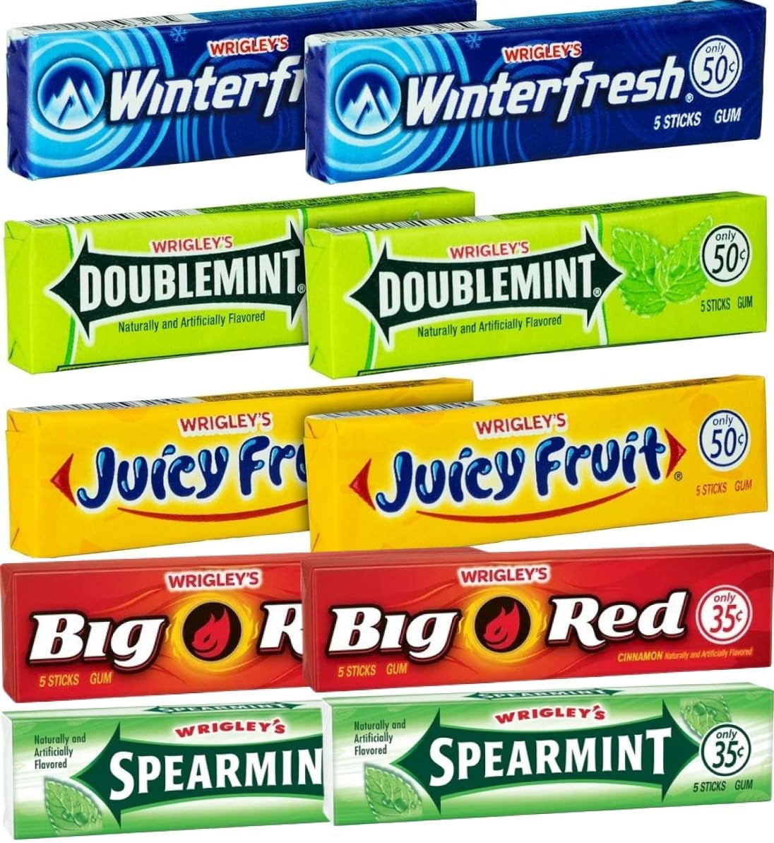 Wrigley Chewing Gum Variety Pack of 10 - All 5 Flavors of Wrigley Gum ...