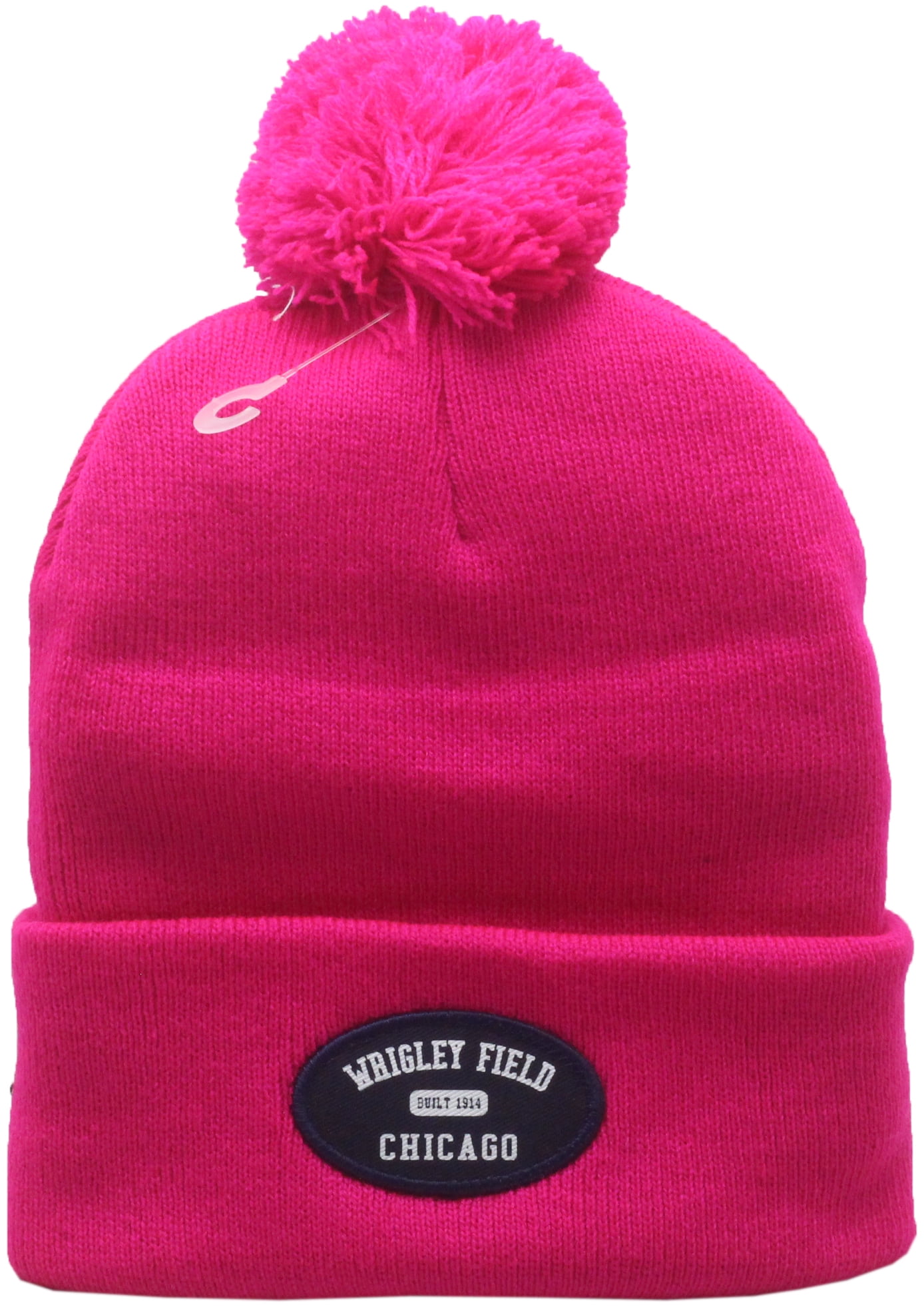 Wrigley Field Chicago Built 1914 Patch Hot Pink Cuffed Knit Hat With ...