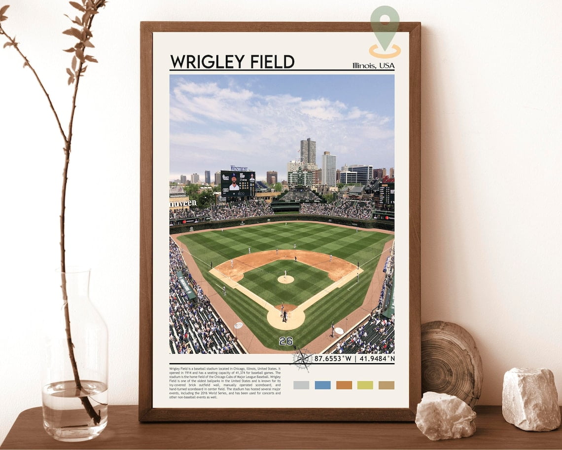 Wrigley Field Print, Wrigley Field Poster, Wrigley Field Wall Art ...
