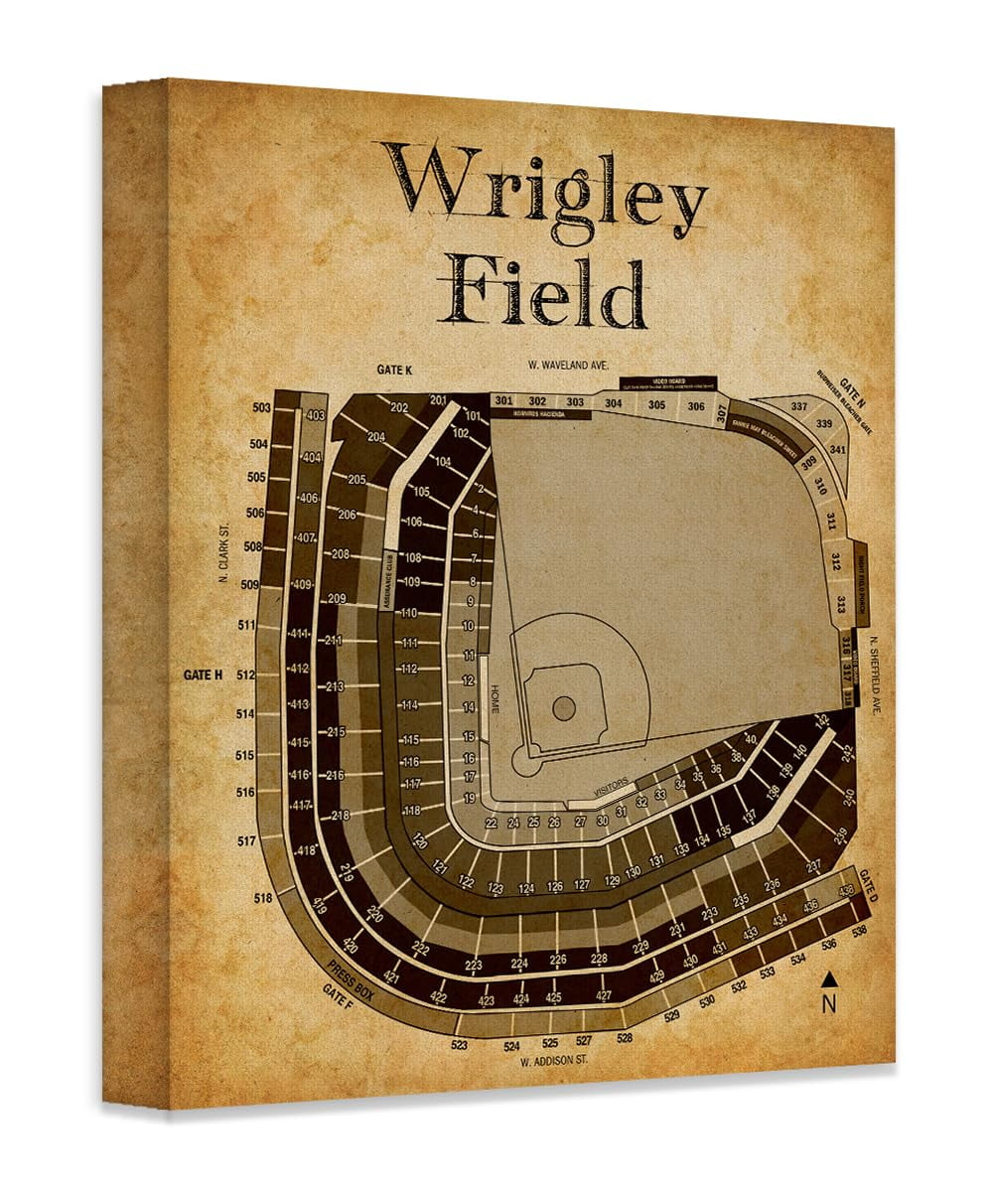Wrigley Field Vintage - 18x24 Stretched Canvas Poster - Cubs Wall Art ...