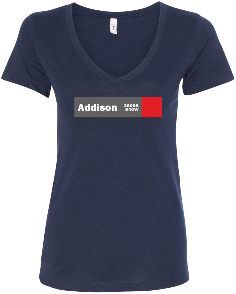 Wrigley Field Womens Addison Red Line V-Neck Navy - Walmart.com