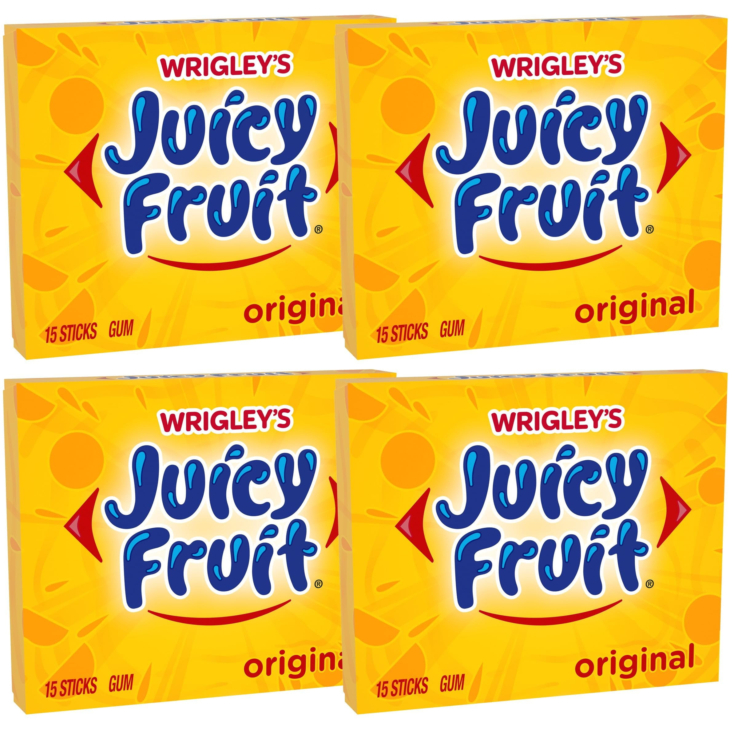 Wrigley Juicy Fruit Chewing Gum, 15 Stick Pack of 4, 60 Gum Pieces ...