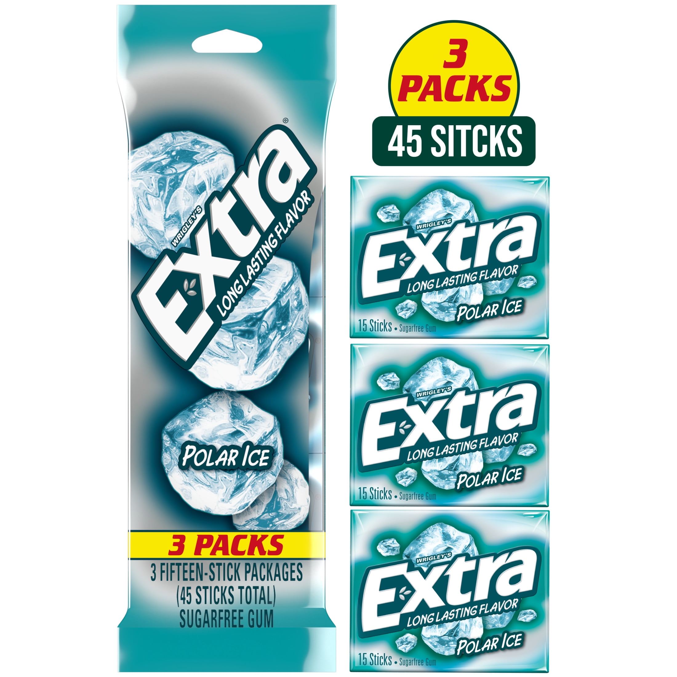 Brandclub - Extra Polar Ice Sugar Free Chewing Gum - 15 ct (3 Pack)
