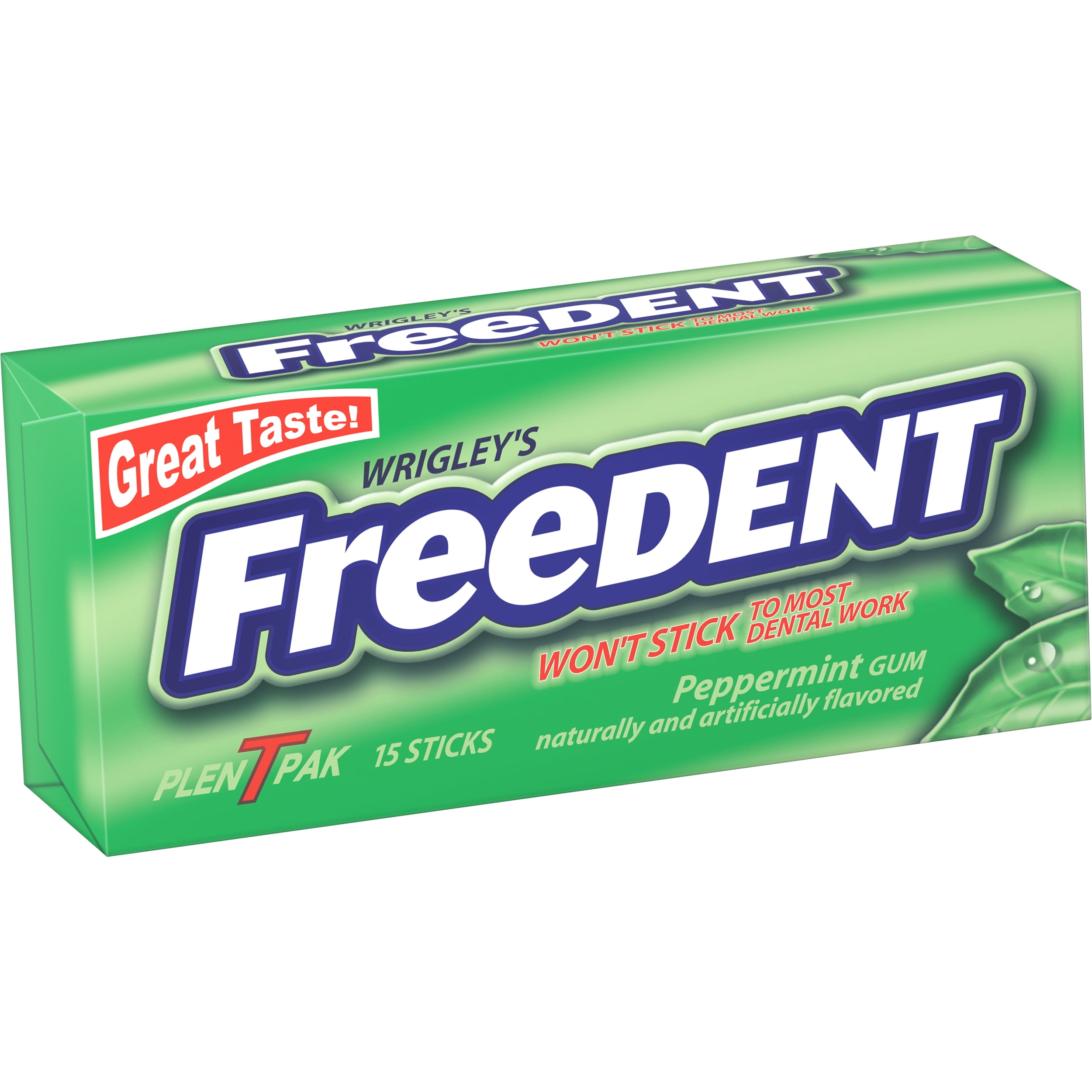 Wrigley Freedent Peppermint Chewing Gum, Nonstick, 15 Sticks, Sugarless ...