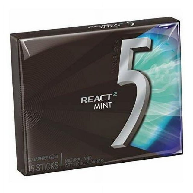 Wrigleys 5, Gum React Mint, Count 10 (15S) X 2 (Package Quantity 2) Gum ...