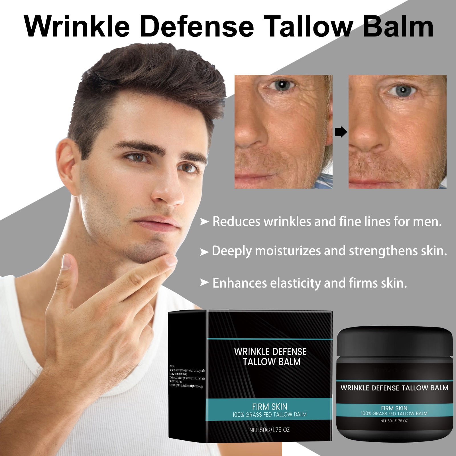 Wrinkle Care Tallow Balm,Butter Ointment,Men's Facial Cream,Anti ...