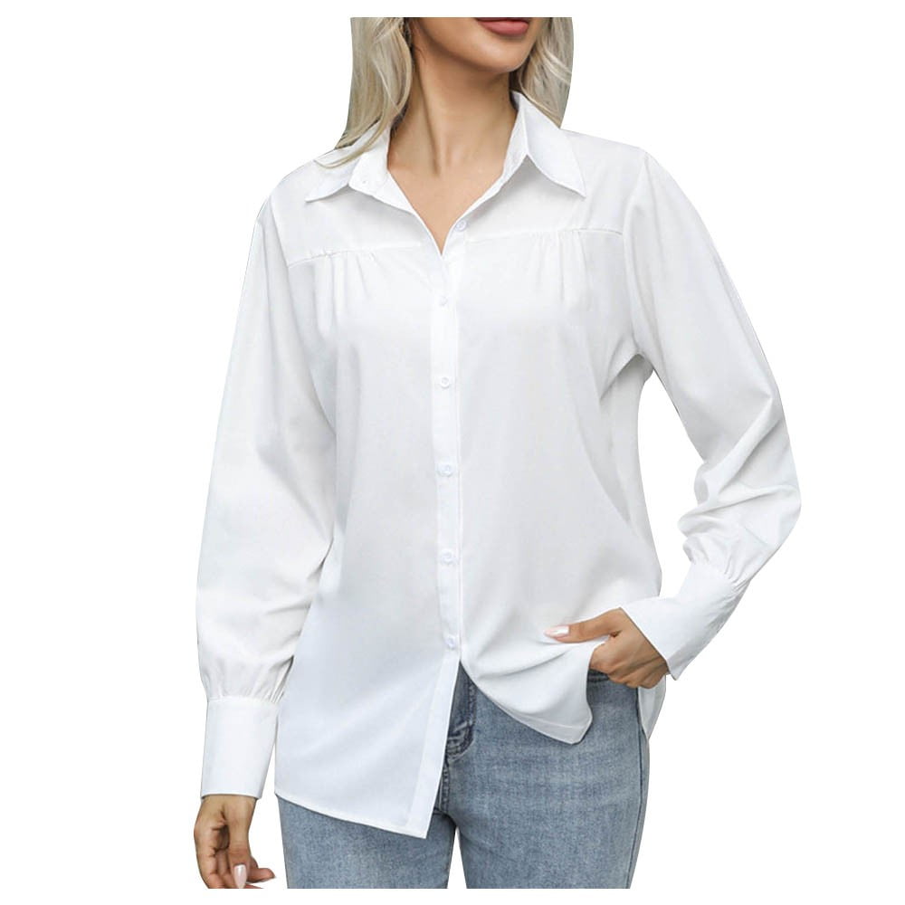 Wrinkle Free Button Down Work Shirts for Women Charm Slim-Fit Long ...