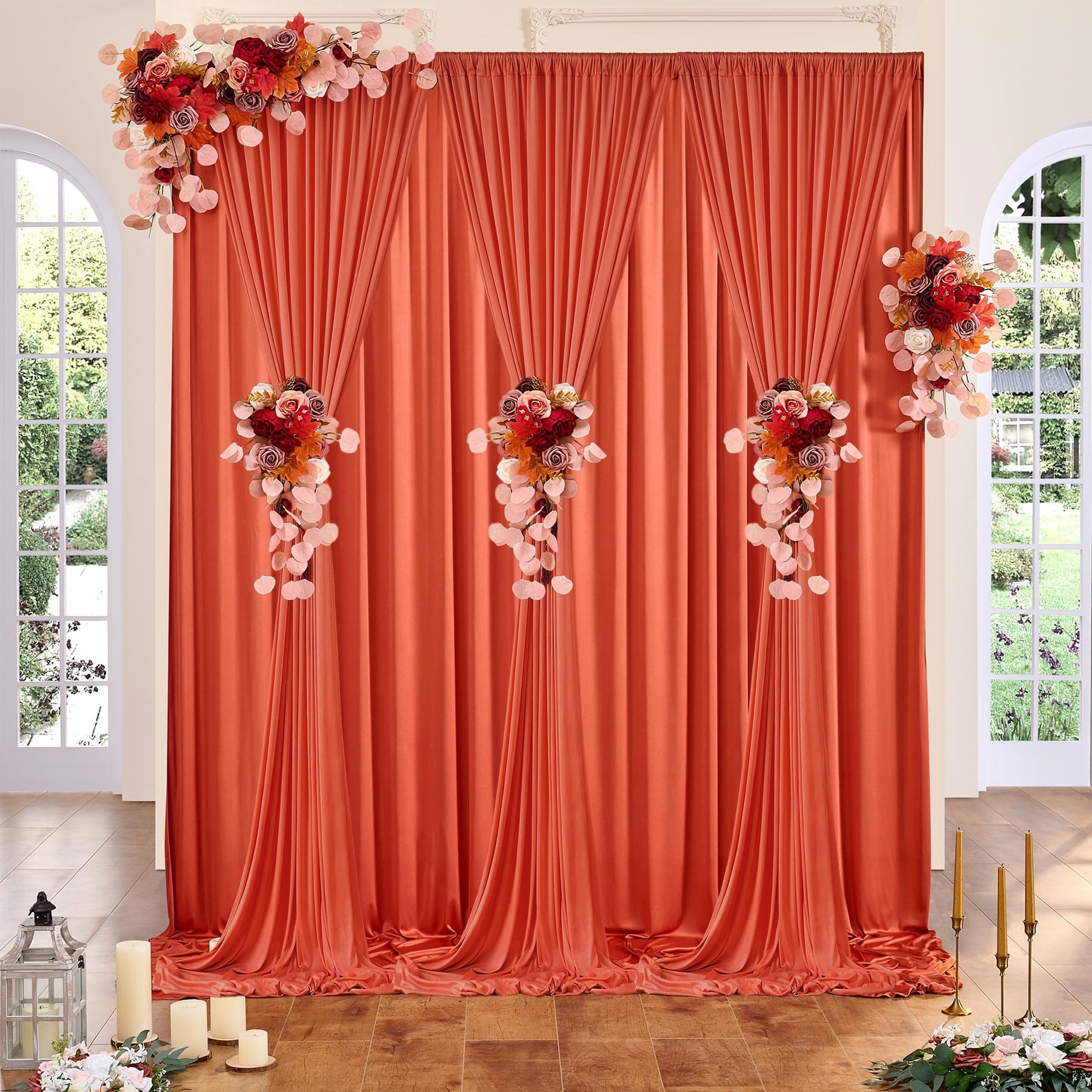 Wrinkle Free Rust Backdrop Curtain Panels for Photography, Weddings ...