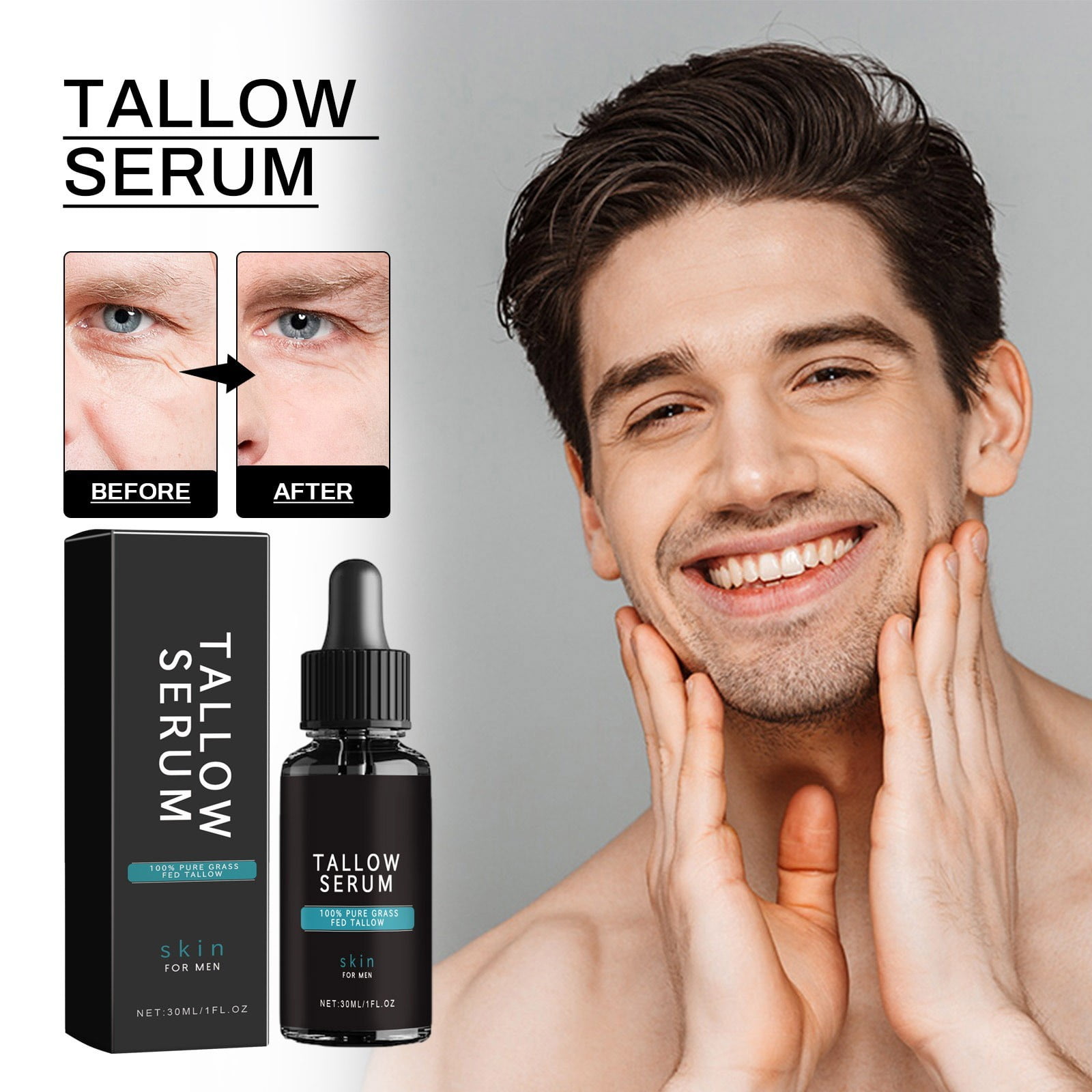 Wrinkle Night Serum with Tallow & Vitamin C - 30ml Anti-Aging Face ...