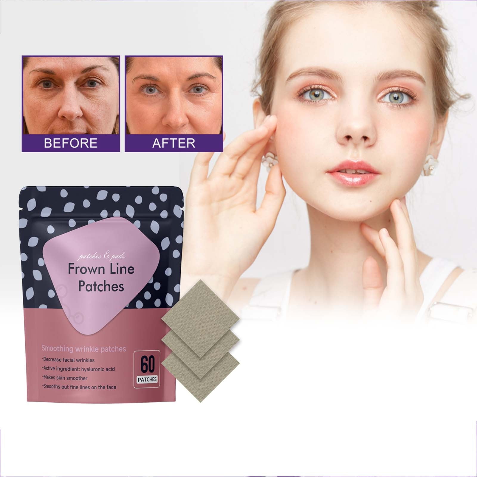 Wrinkle Repair Patches for Frown Lines Forehead Lines and Smile-Line ...