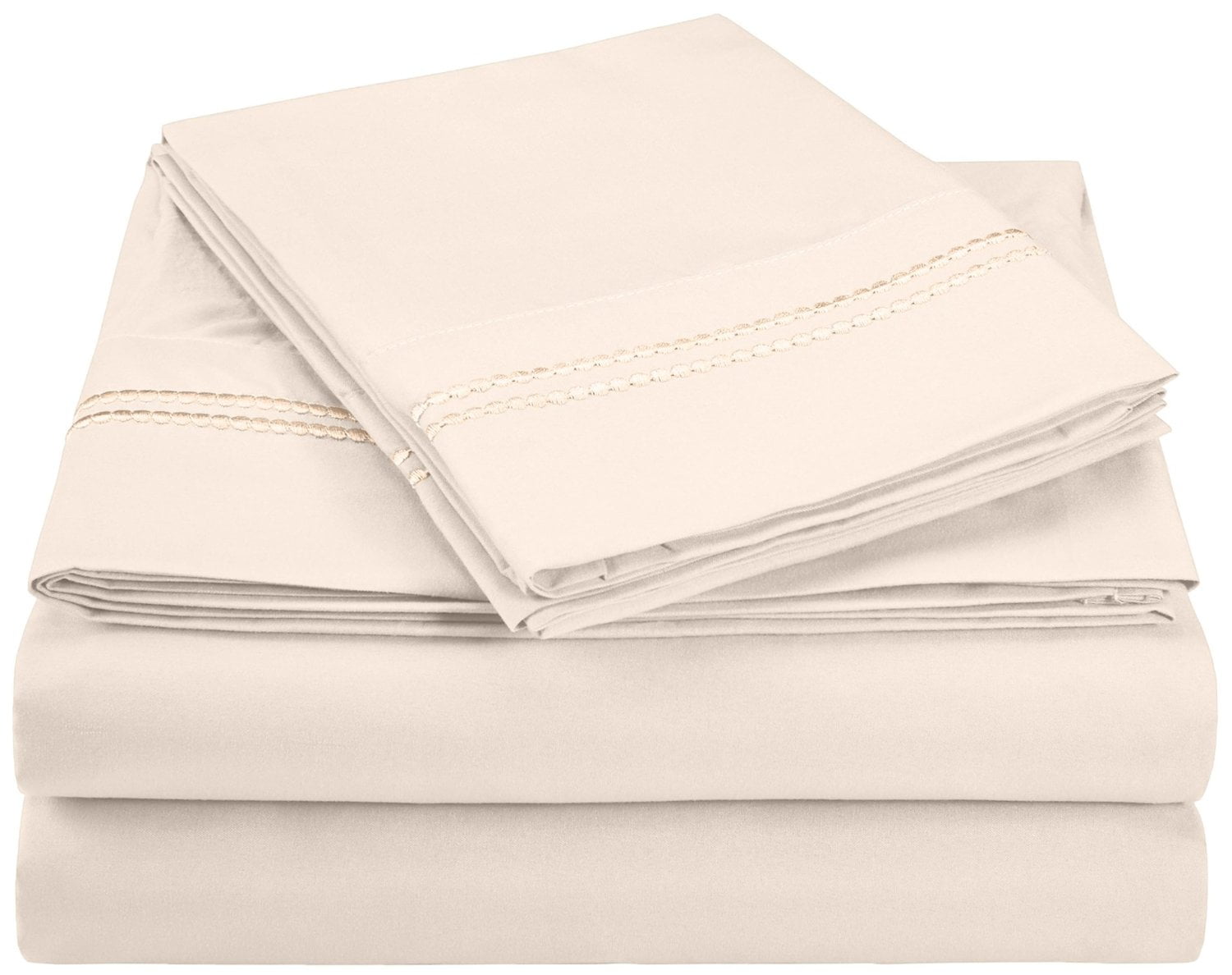 Wrinkle-Resistant 2-Line Embroidery Microfiber Sheet Set - Walmart.com