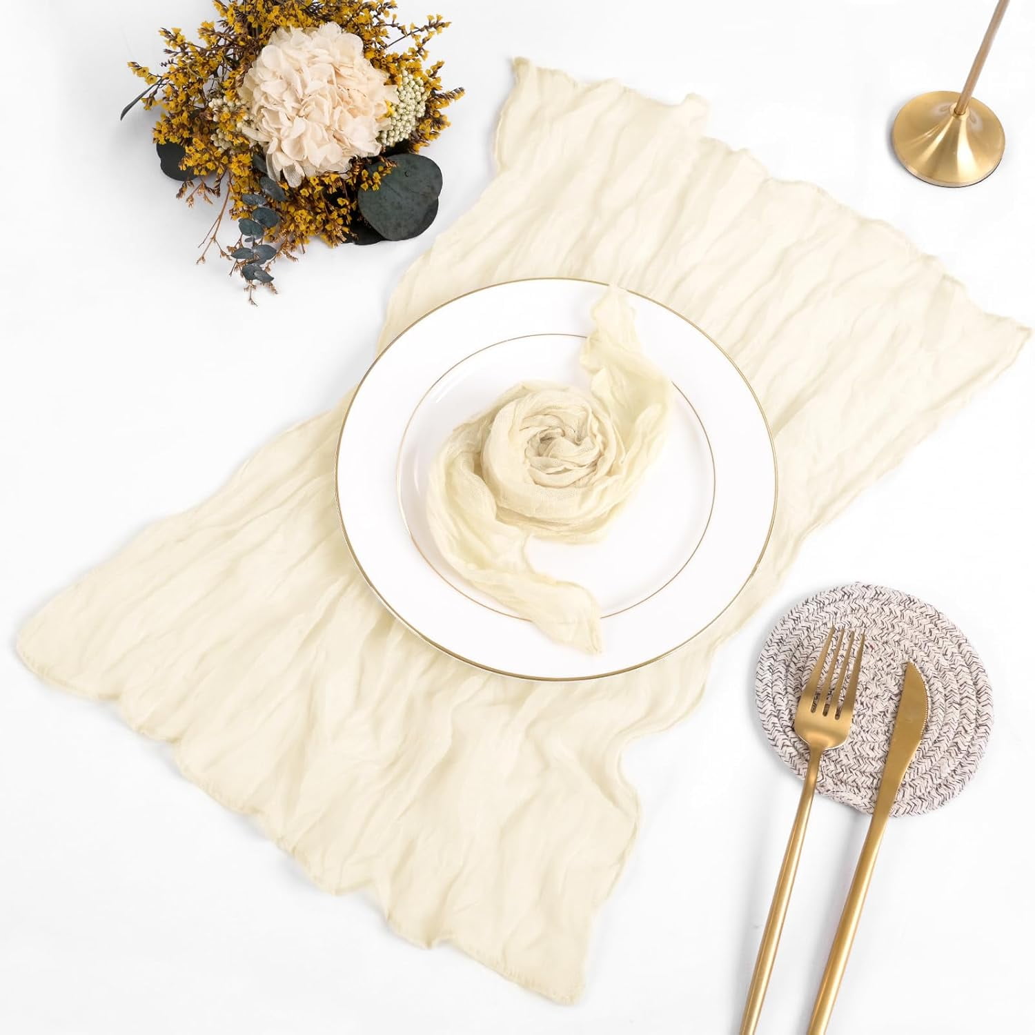 Wrinkled Dinner Napkins Gauze Cheesecloth Napkins 20 x 20 Inch Rustic ...
