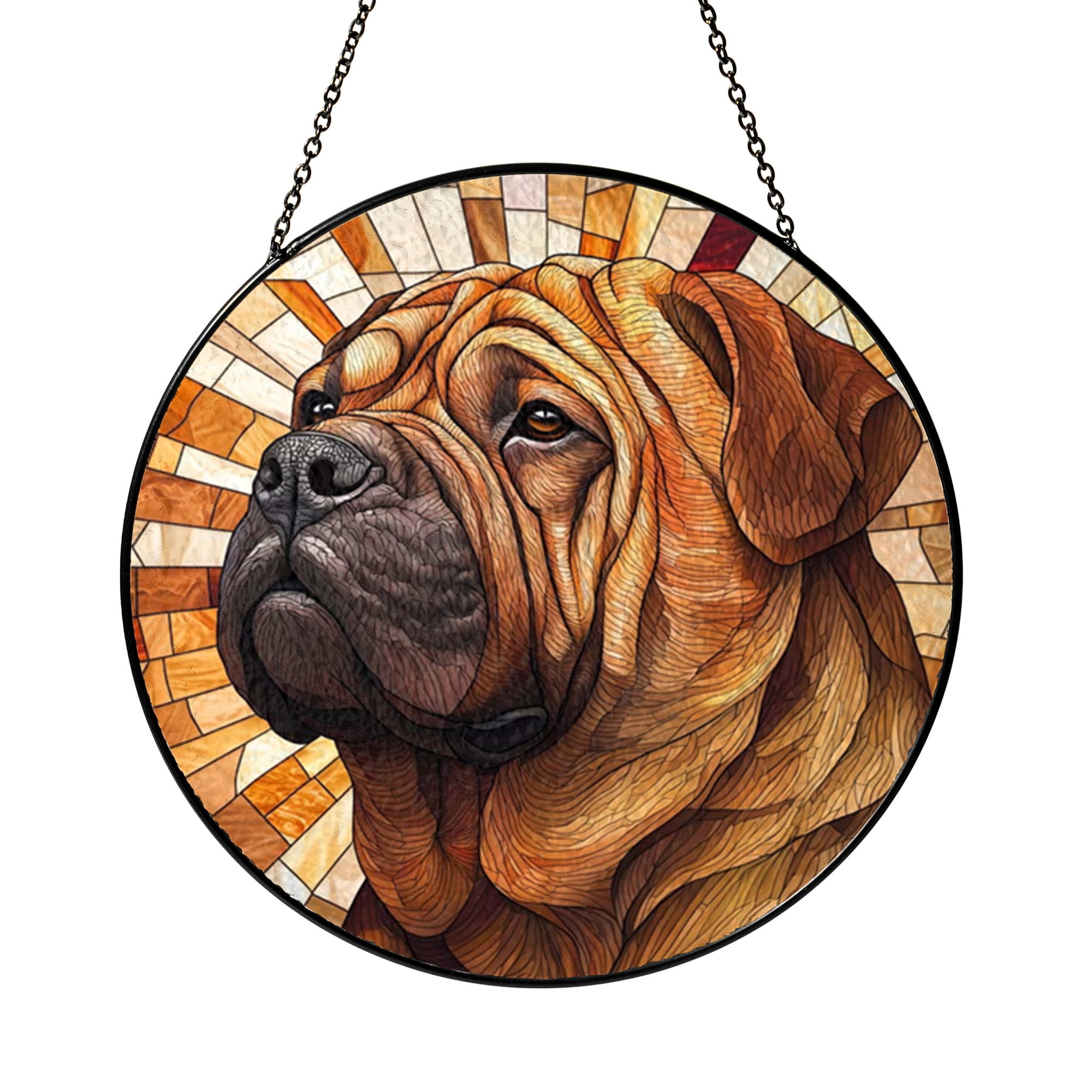 Wrinkled Dog Shar Pei Stained Glass Window Decor Suncatcher, Canine ...