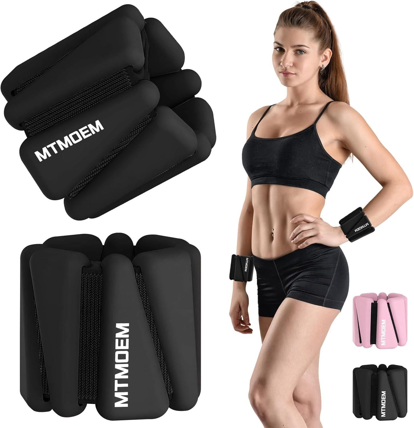 Wrist Ankle Weights for Women Men, Adjustable Silicone Weighted Bangles 2 Lbs Each, Wrist ...