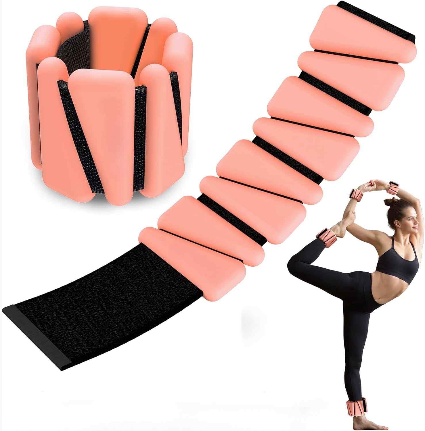 Adjustable Wrist and Ankle Weights, 2 lbs Set, Silicone Weighted ...