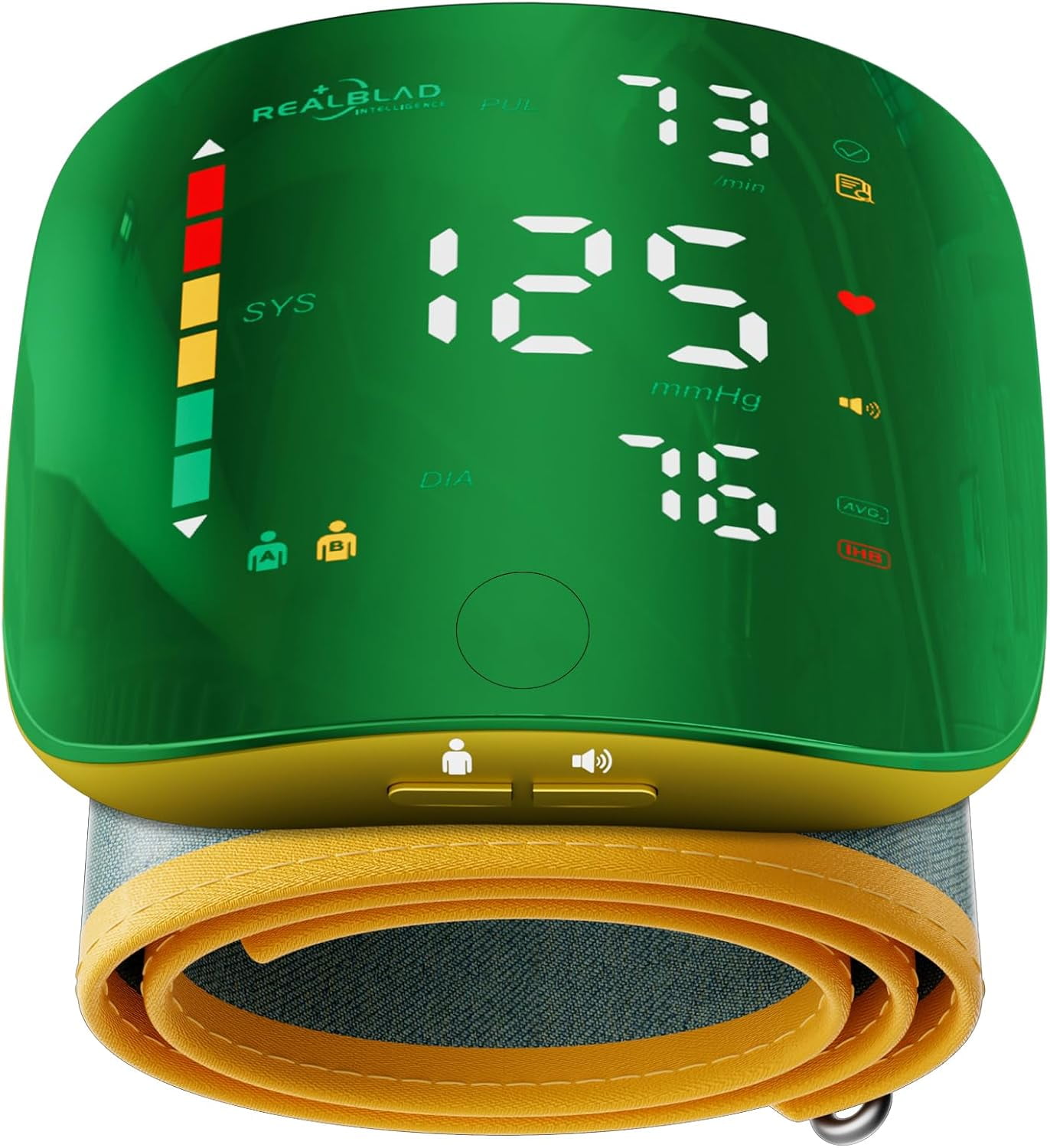 Wrist Blood Pressure Monitor with Green LED Curved Screen, Rechargeable ...