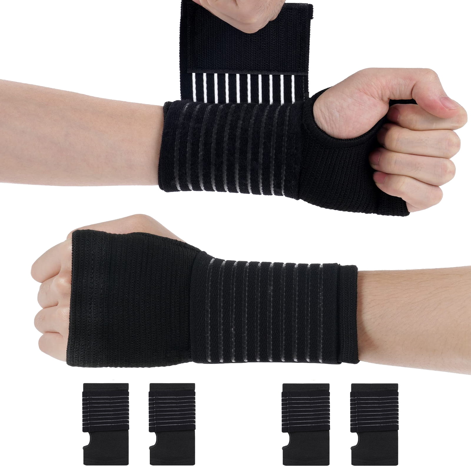 Wrist Brace, 4 Pcs Elastic Wrist Support with Strap, Wrist Compression ...