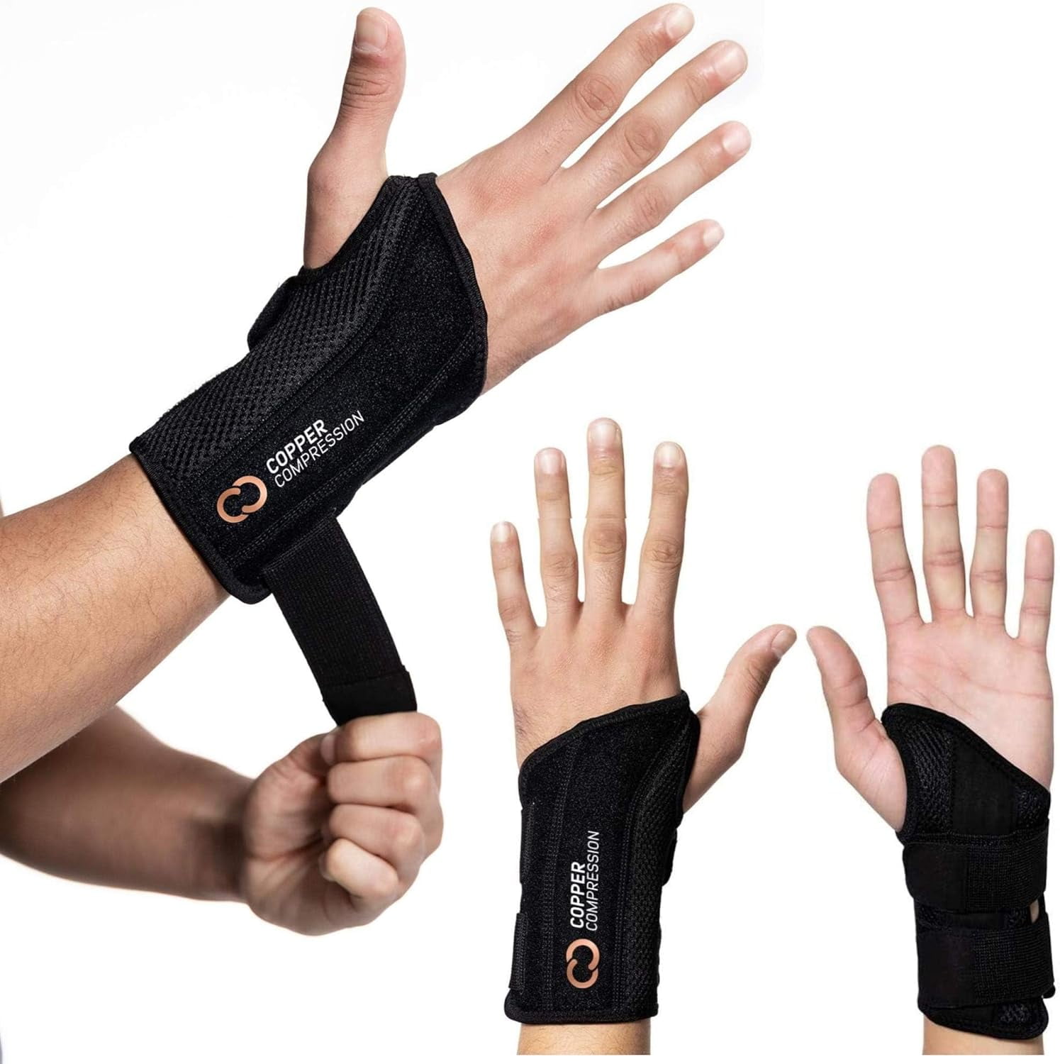 Wrist Brace - Copper Infused Adjustable Orthopedic Support Splint for ...