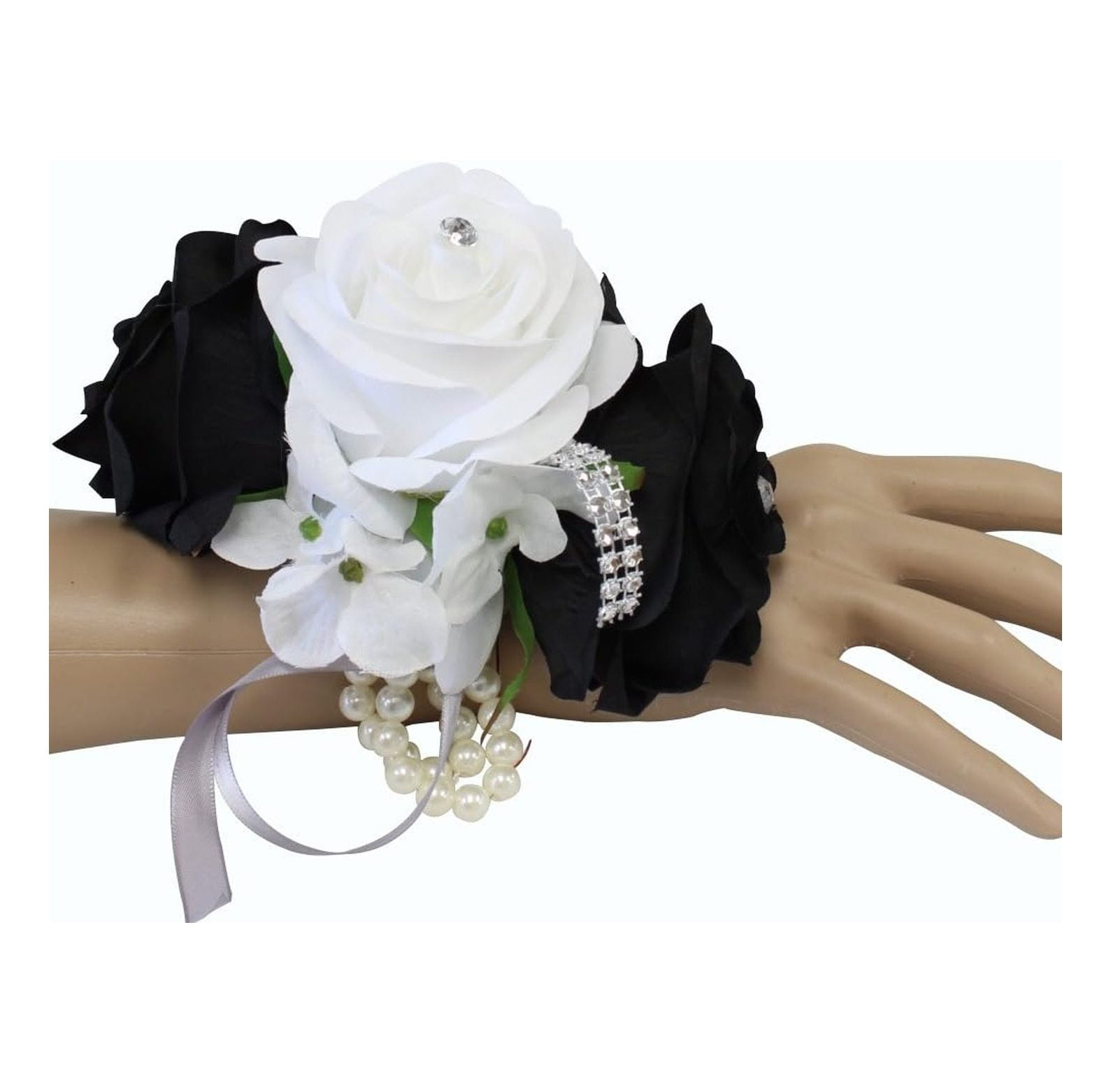 Wrist Corsage-3 Rose Arrangement with Hydrangea Keepsake Artificial ...