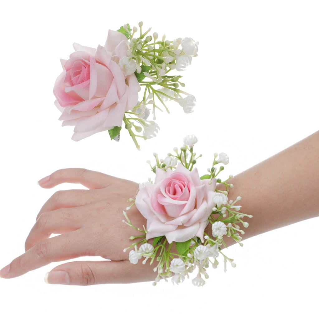 Wrist Corsage Artificial Flower Boutonniere for Groom Bride Wedding ...