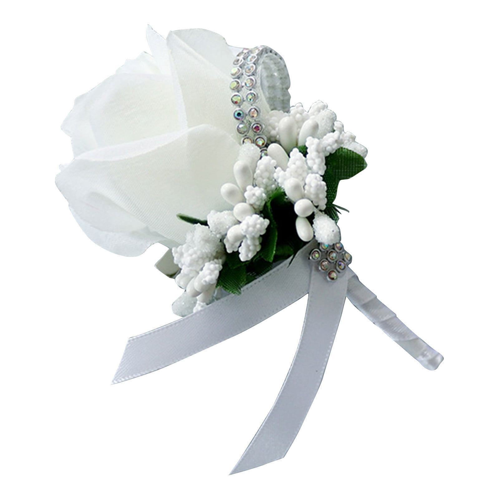 Wrist Corsage Bracelet And Corsage Set, Faux Silk Rose Leaves With ...
