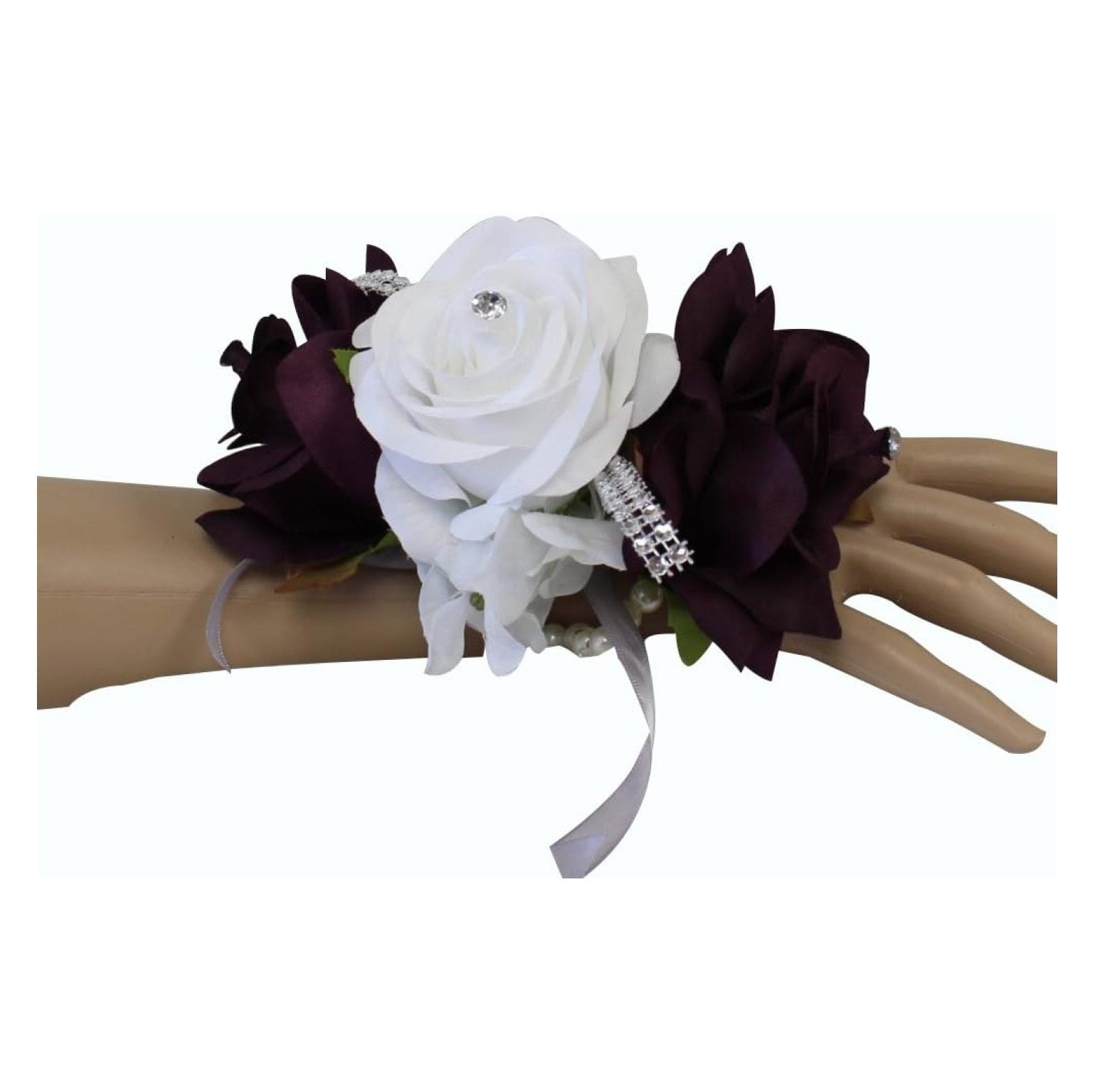 Wrist Corsage-Keepsake Artificial Roses Hydrangea Large Wrist Flower ...