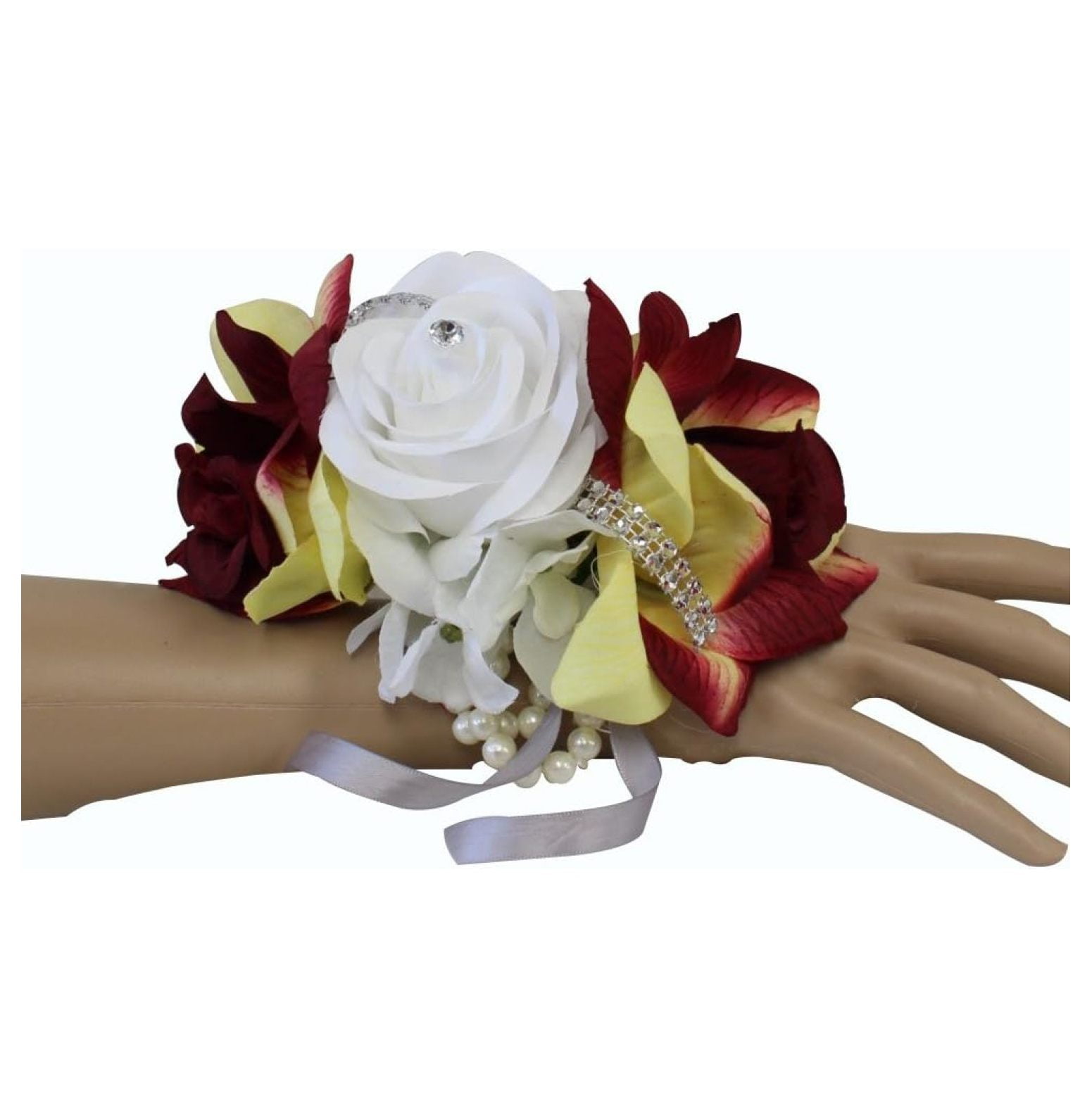 Wrist Corsage-Keepsake Artificial Roses Hydrangea Large Wrist Flower ...