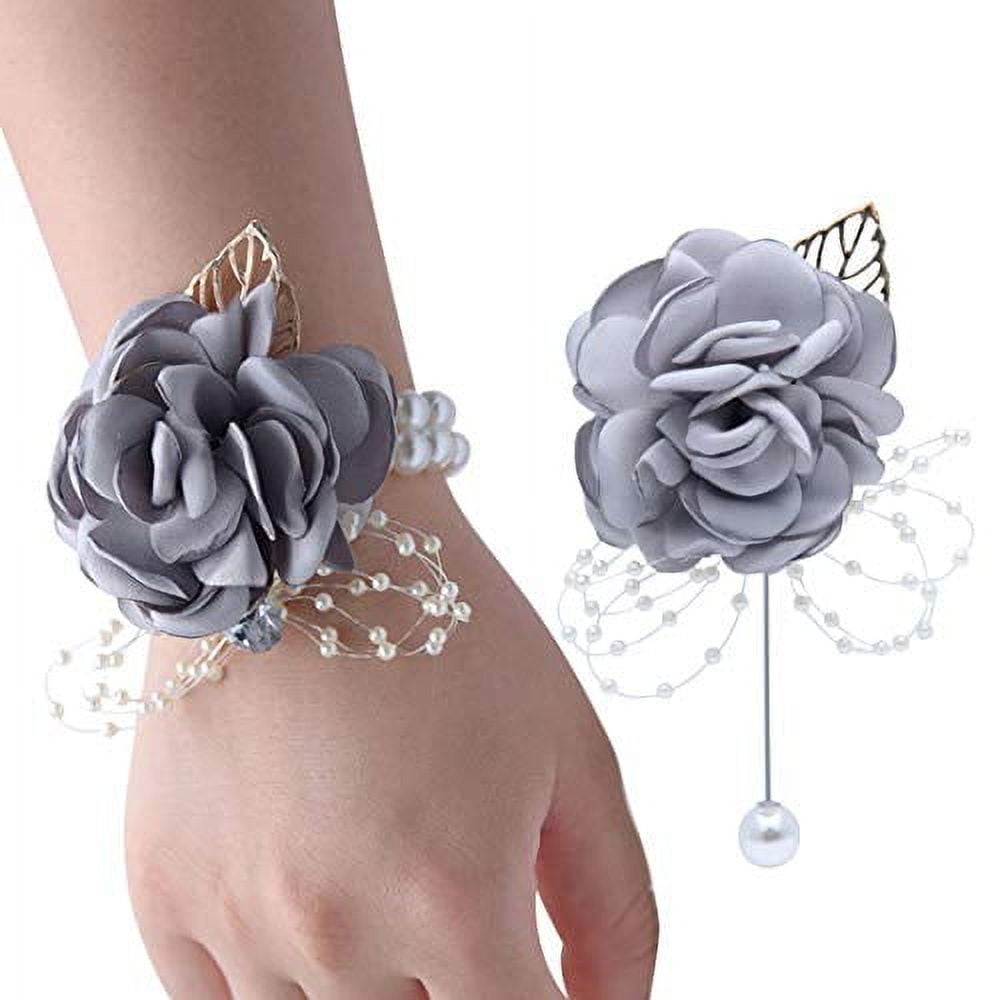 Wrist Corsage Rose Flower Brooch for Wedding Party Prom Wristband ...
