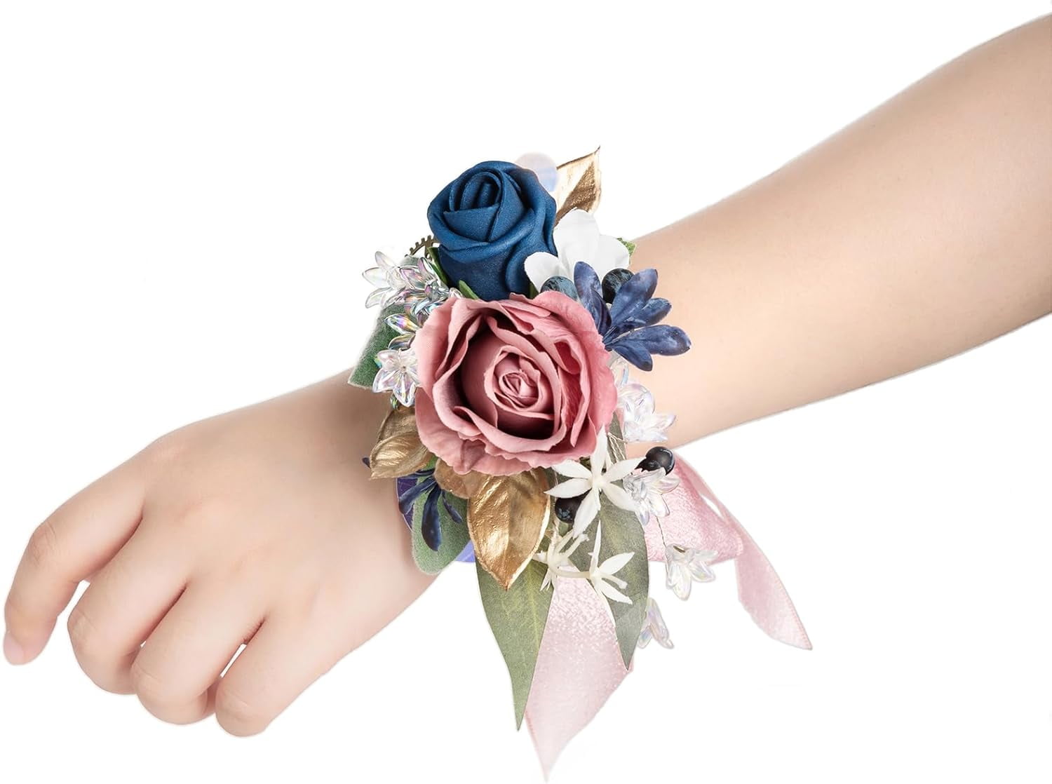 Wrist Corsage, Set of 2, Dusty Rose Corsages for Wedding, Mother of The ...