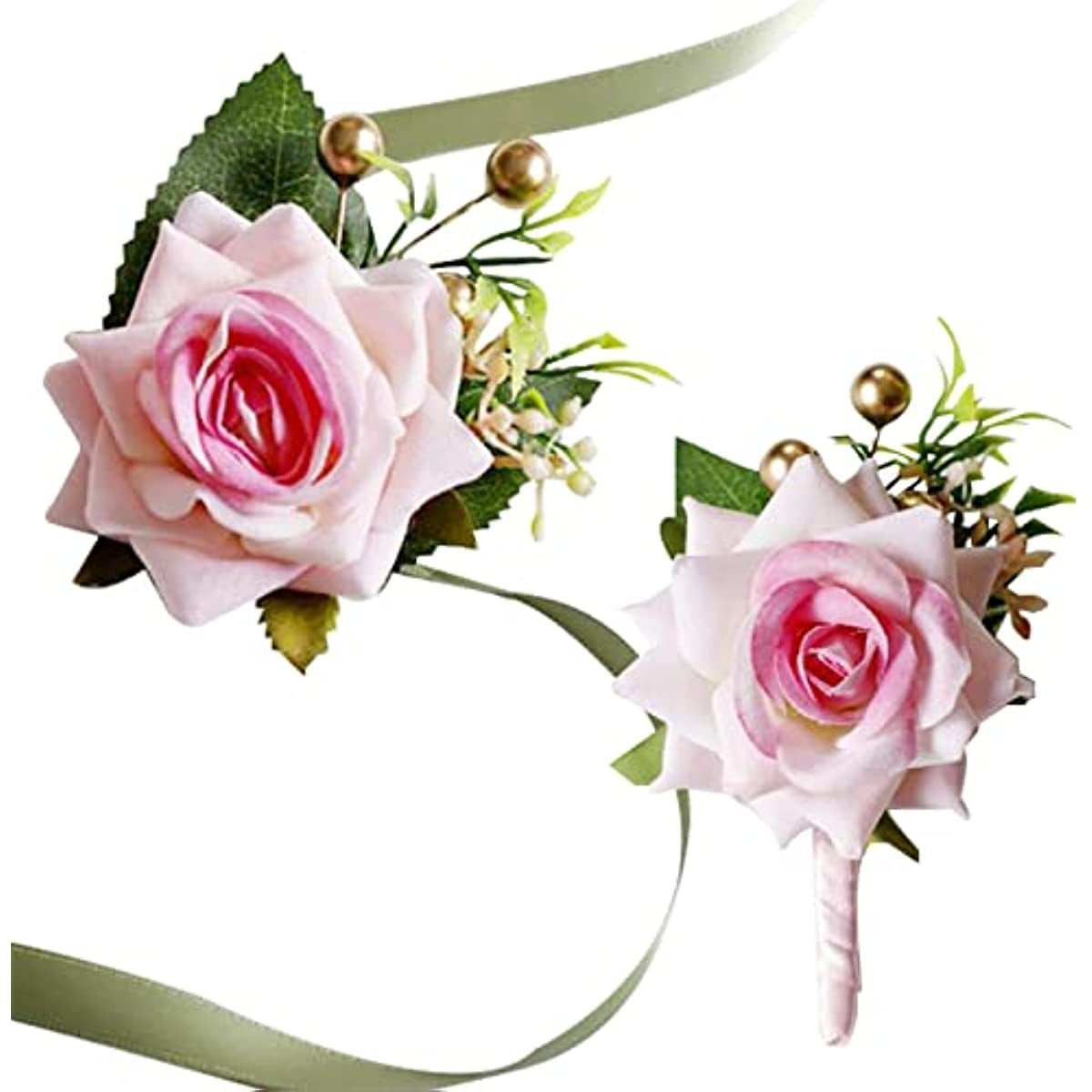 Wrist Corsages for Wedding 2pcs Rose Wrist Corsage and Boutonniere Set ...