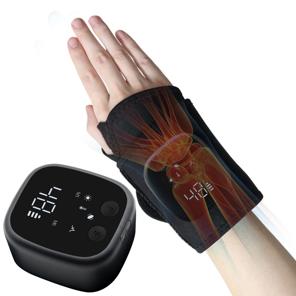 Wrist Massager with Heat & EMS - 4 Air Pressure Modes, 4 Temp Levels ...