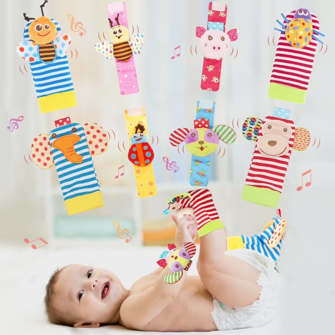 Infant Toy Set: Wrist Rattles, Foot Finder, Arm Bracelet Rattle, Ankle ...