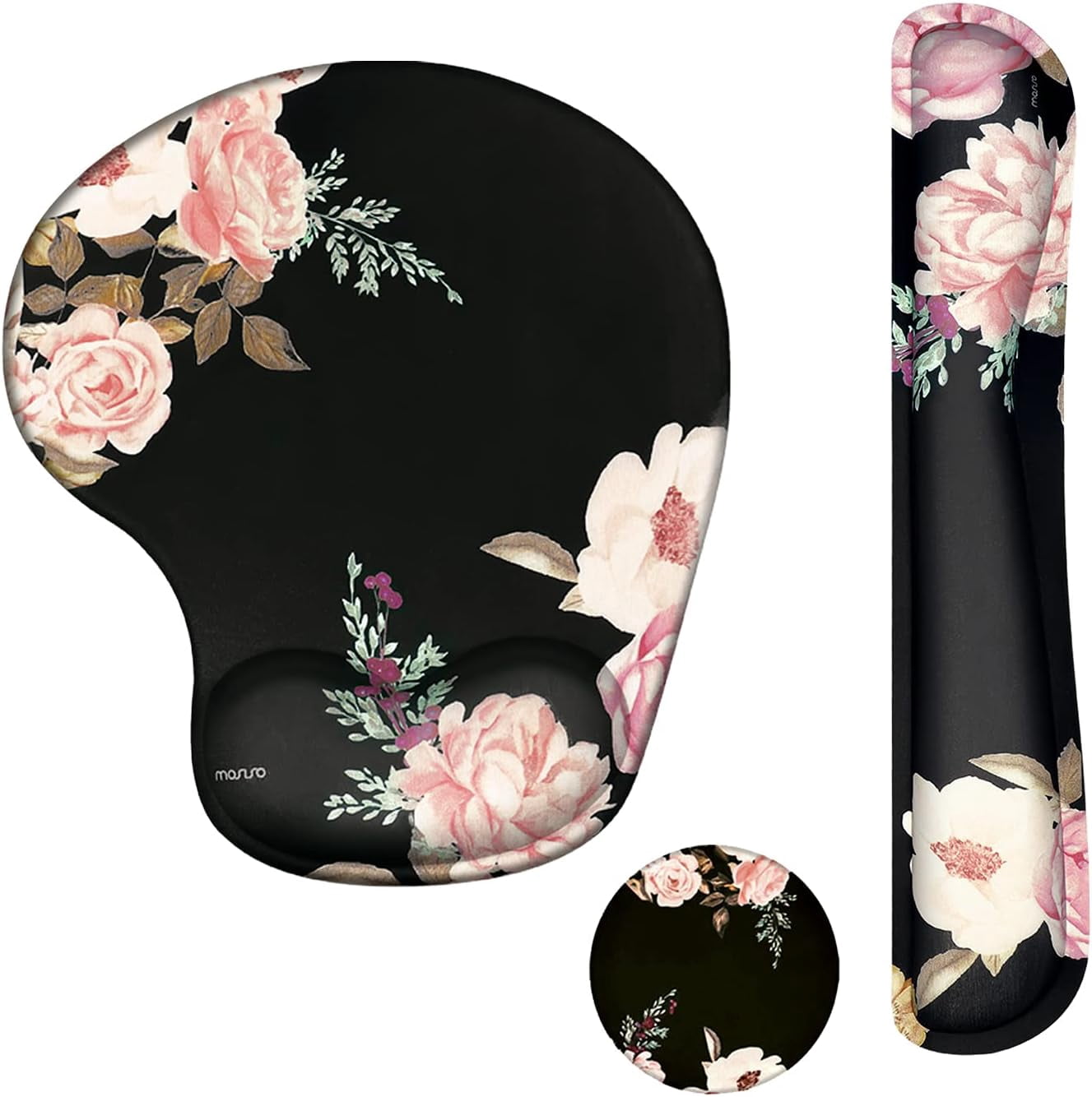 Wrist Rest Support for Mouse Pad&Keyboard Set, Curved Peony Ergonomic ...
