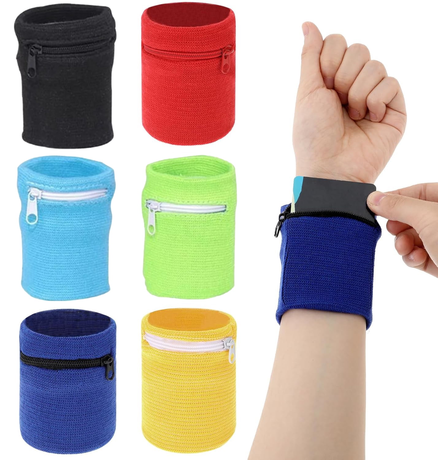Wrist Wallet Pouch with Zipper - Women Men Sweatband Wristband Wallet ...