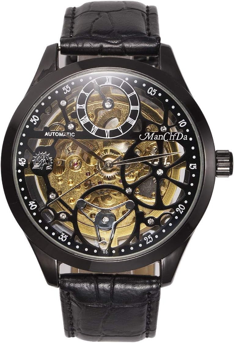 Wrist Watch Skeleton Dial Mechanical Mens Watch See Through Waterproof ...