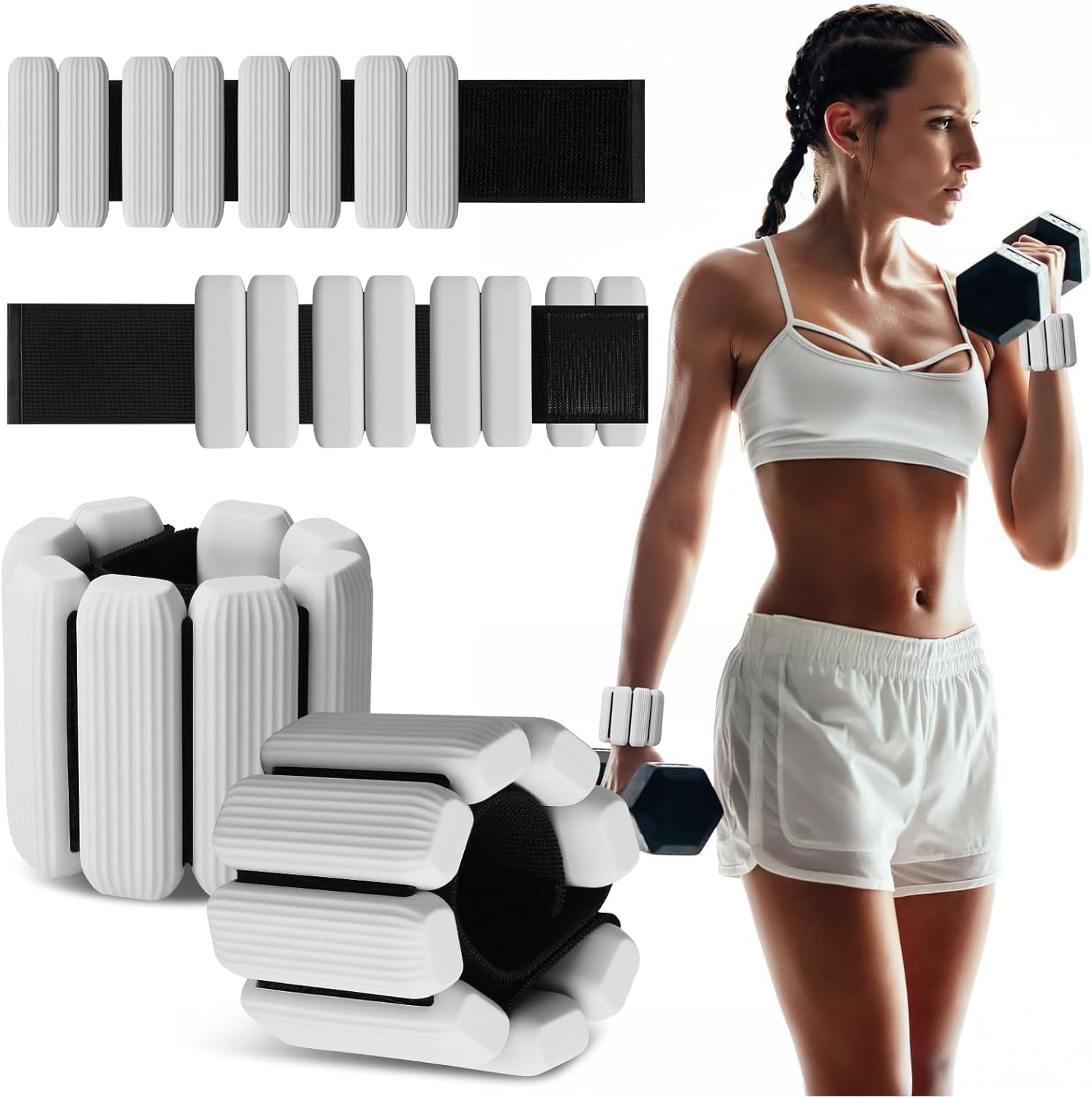 Wrist Weights Set of 2, Wearable Wrist Ankle Weights for Women & Men, Silicone Weighted Bangles ...