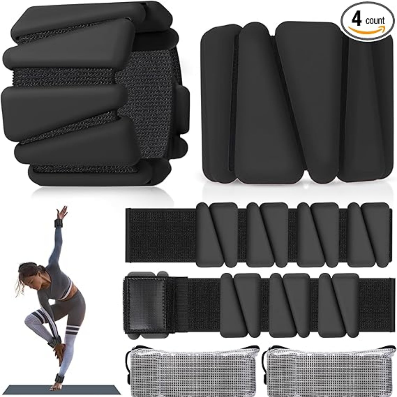 Wrist Weights for Women Set of 4（4 Lbs）Adjustable Silicone Ankle Weight ...