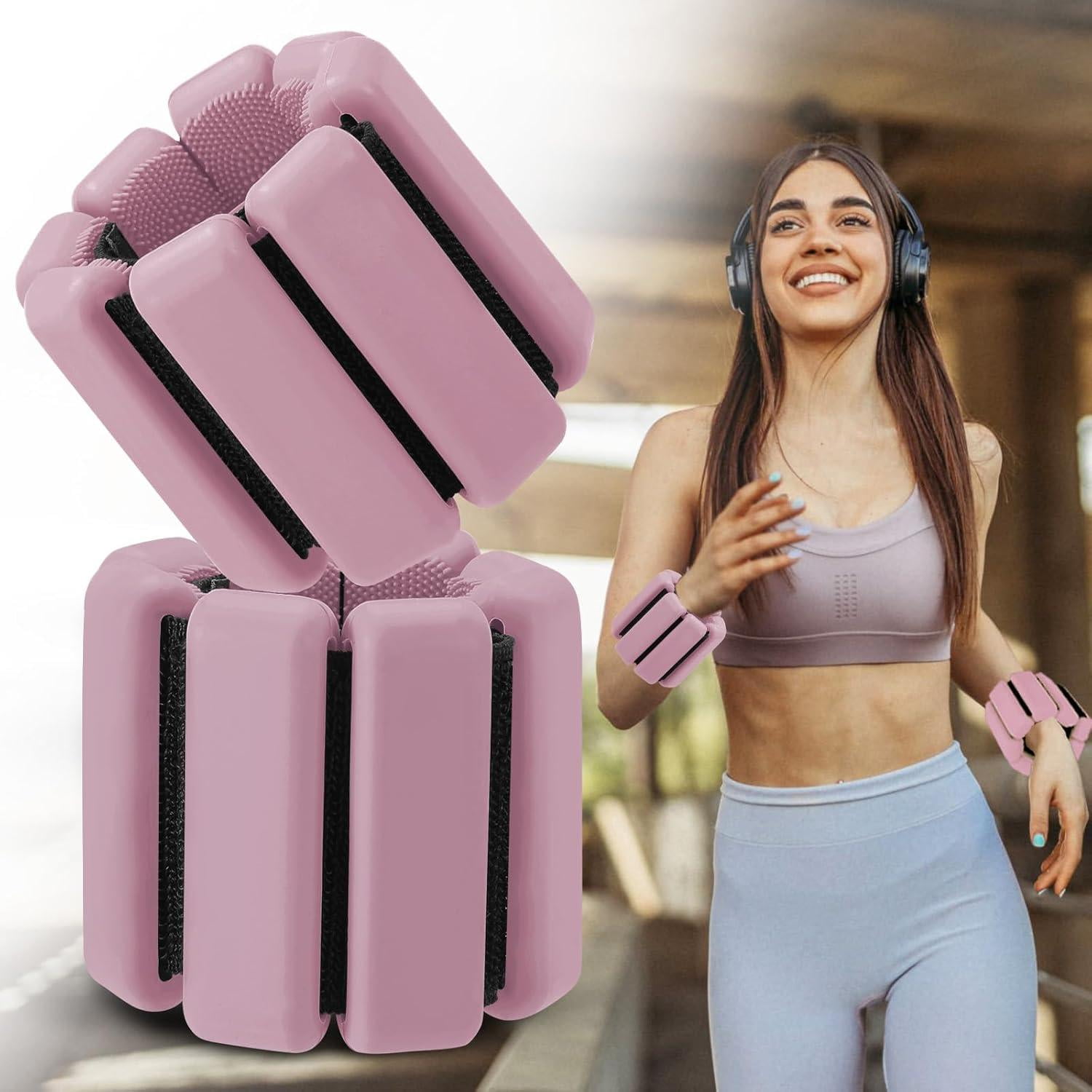 Wrist and Ankle Weights, Adjustable Wearable Weights - Total 2 lbs (1 lb each), Comfortable ...